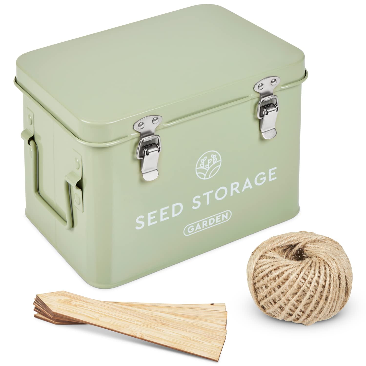 Seed Storage BoxTRDN - Metal Seed Packet Organizer with Garden String ...