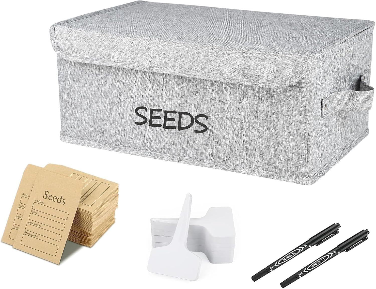 Seed Storage Organizer, Fabric Seed Box with Lid, 6 Compartment Seed ...