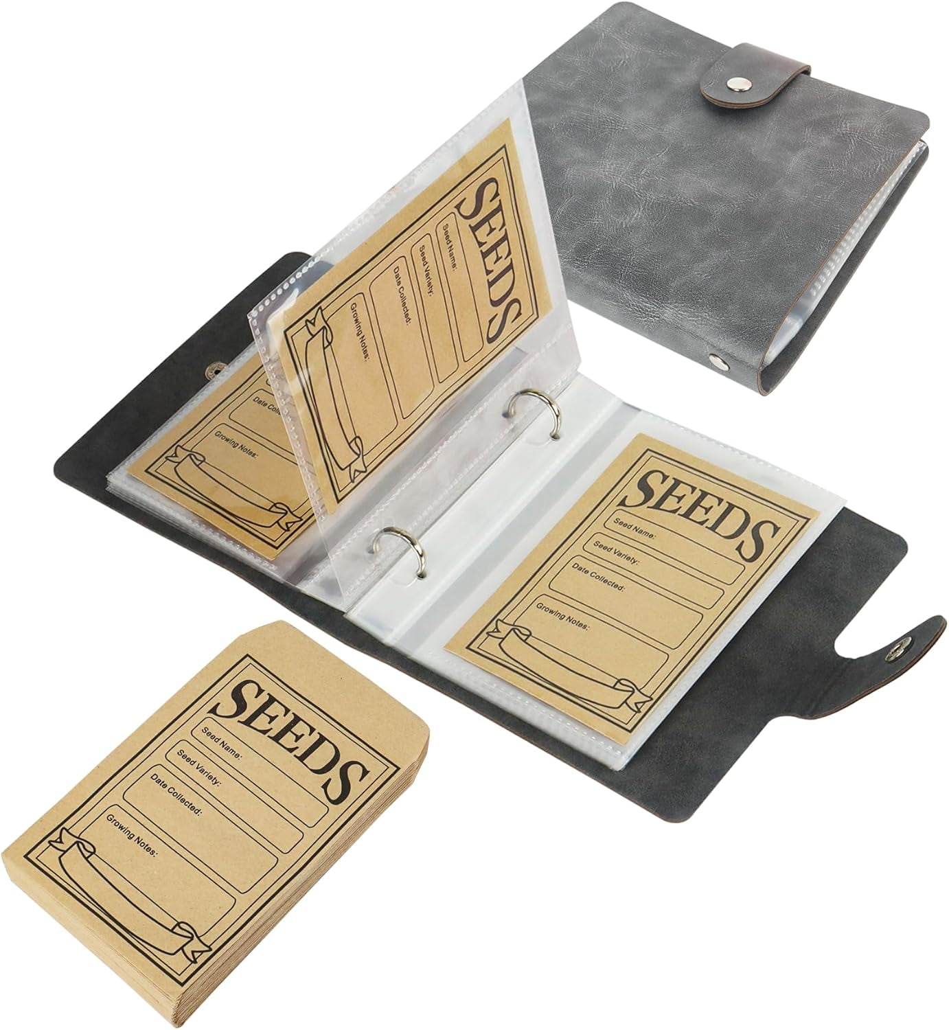 Seed Storage Organizer, Seed Packet Organizer with 50pcs Self-Sealing ...