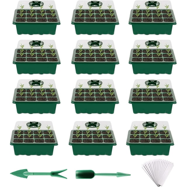 Seed Trays,Scheam 10 Pack 120 Cells Seed Trays for Seedlings Reusable ...