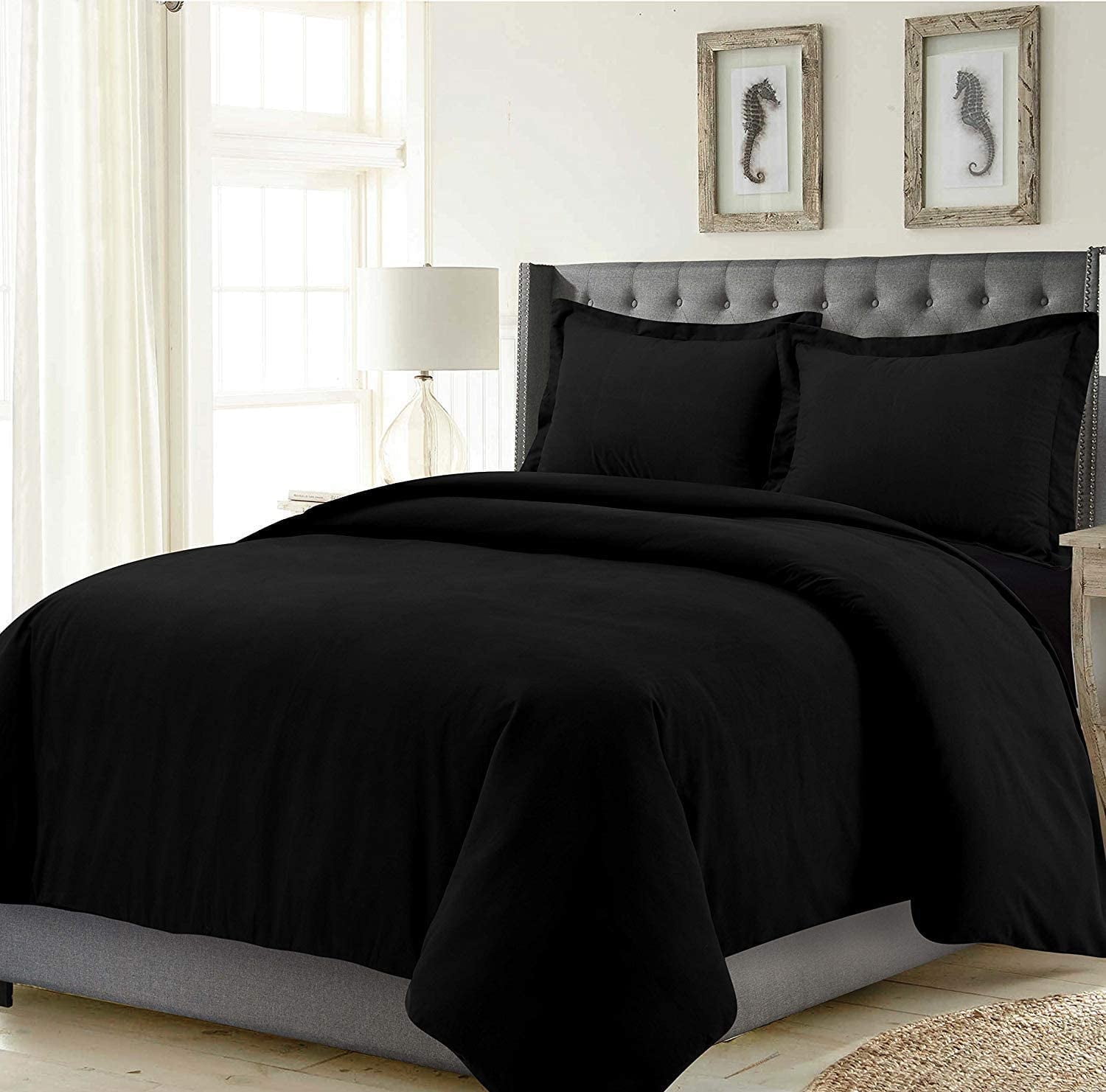 Seed and Seam 4-Piece Black Color Sheet Set – 400 Thread Count Extra ...