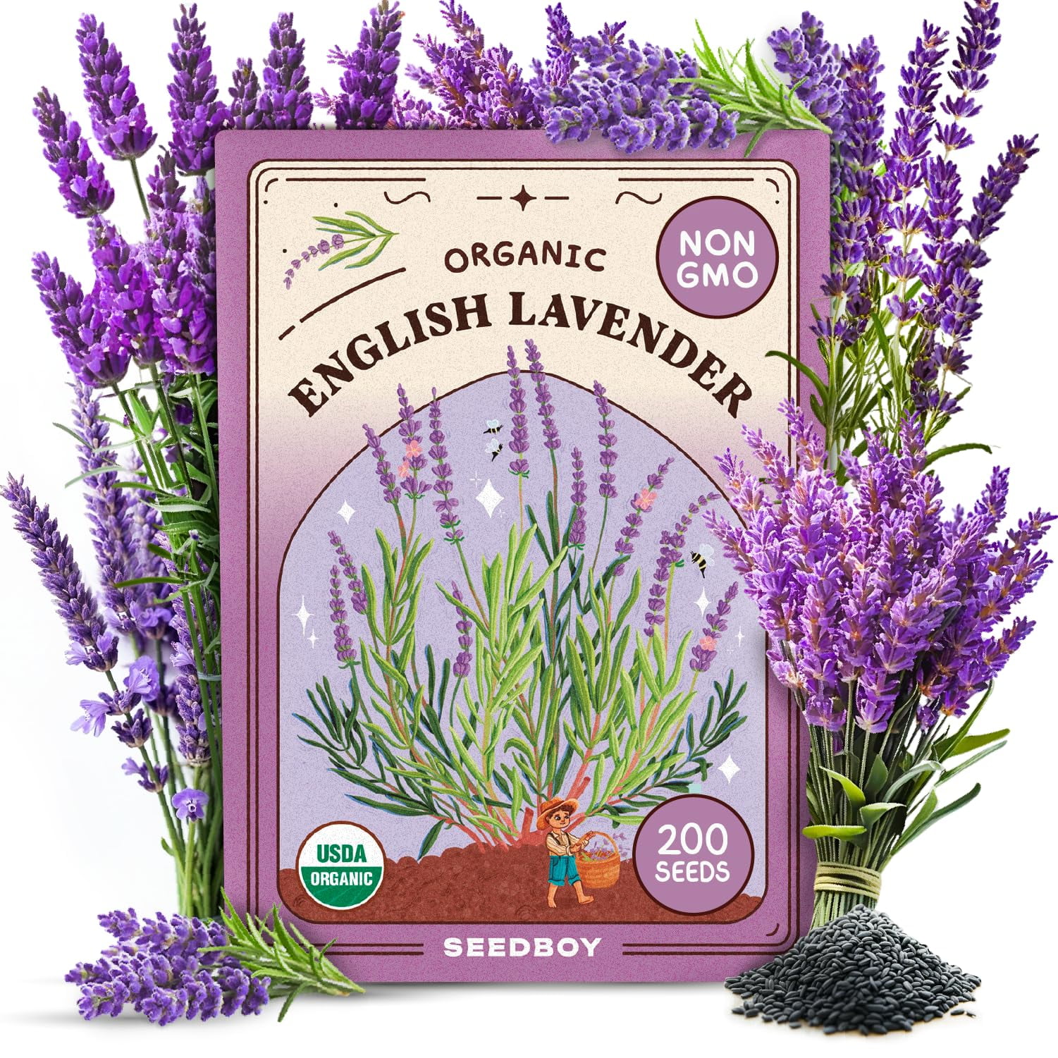 Seedboy Organic Lavender Seeds for Planting Indoor and Outdoor, Non-GMO ...