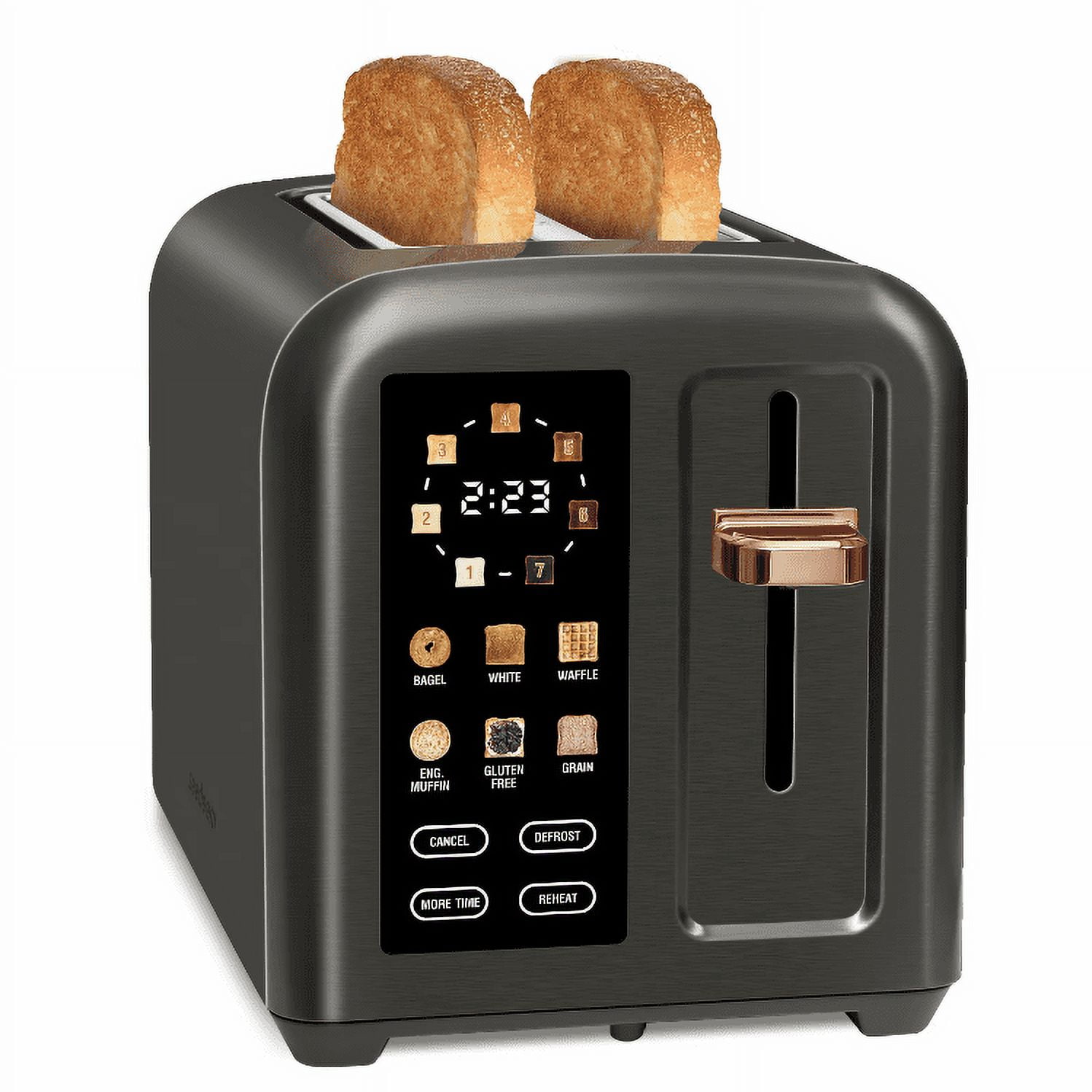 Seedeem toaster 2 slice, stainless toaster LCD Display & touch buttons ...