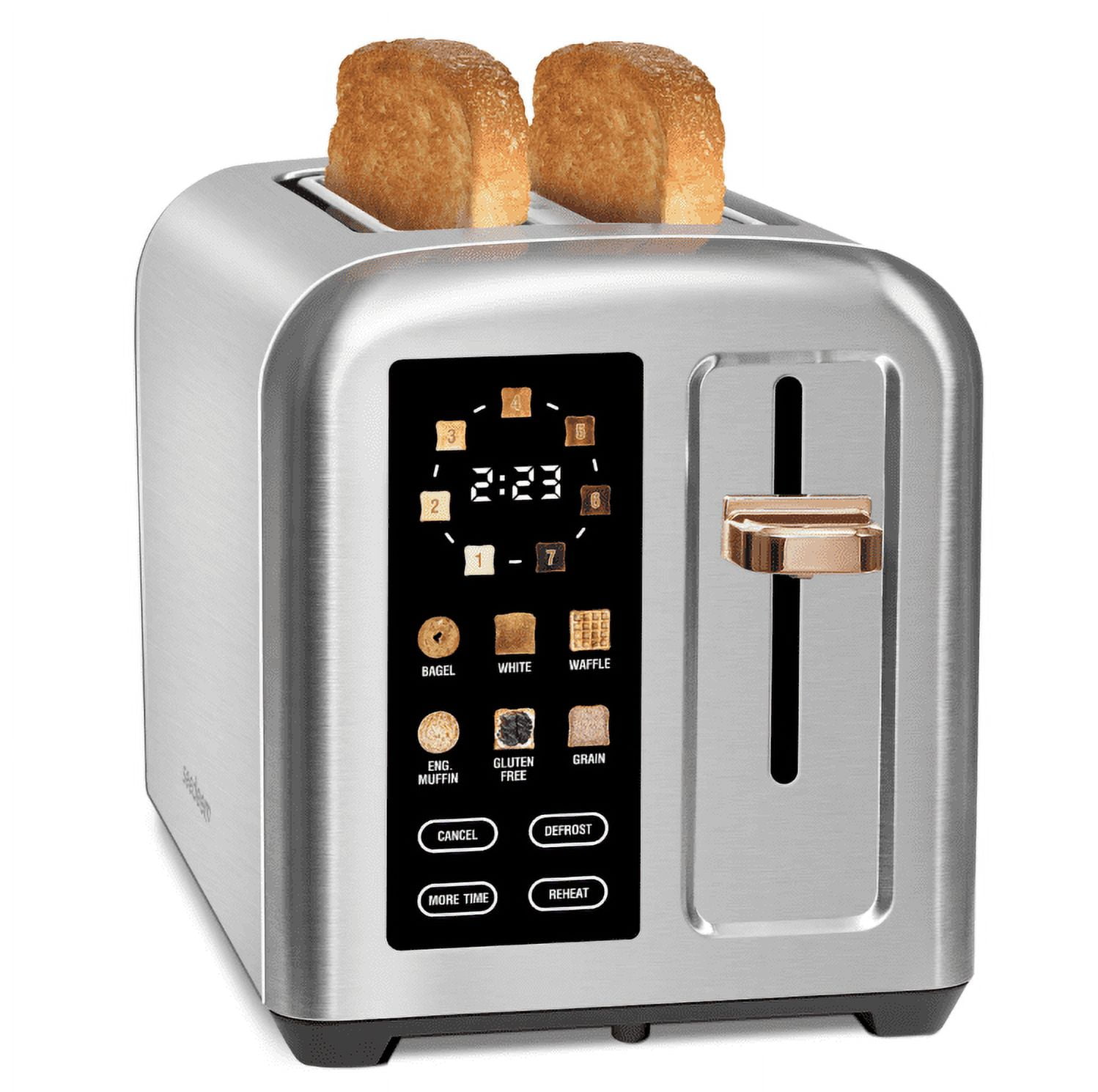 Seedeem toaster 2 slice, stainless toaster LCD Display & touch buttons ...
