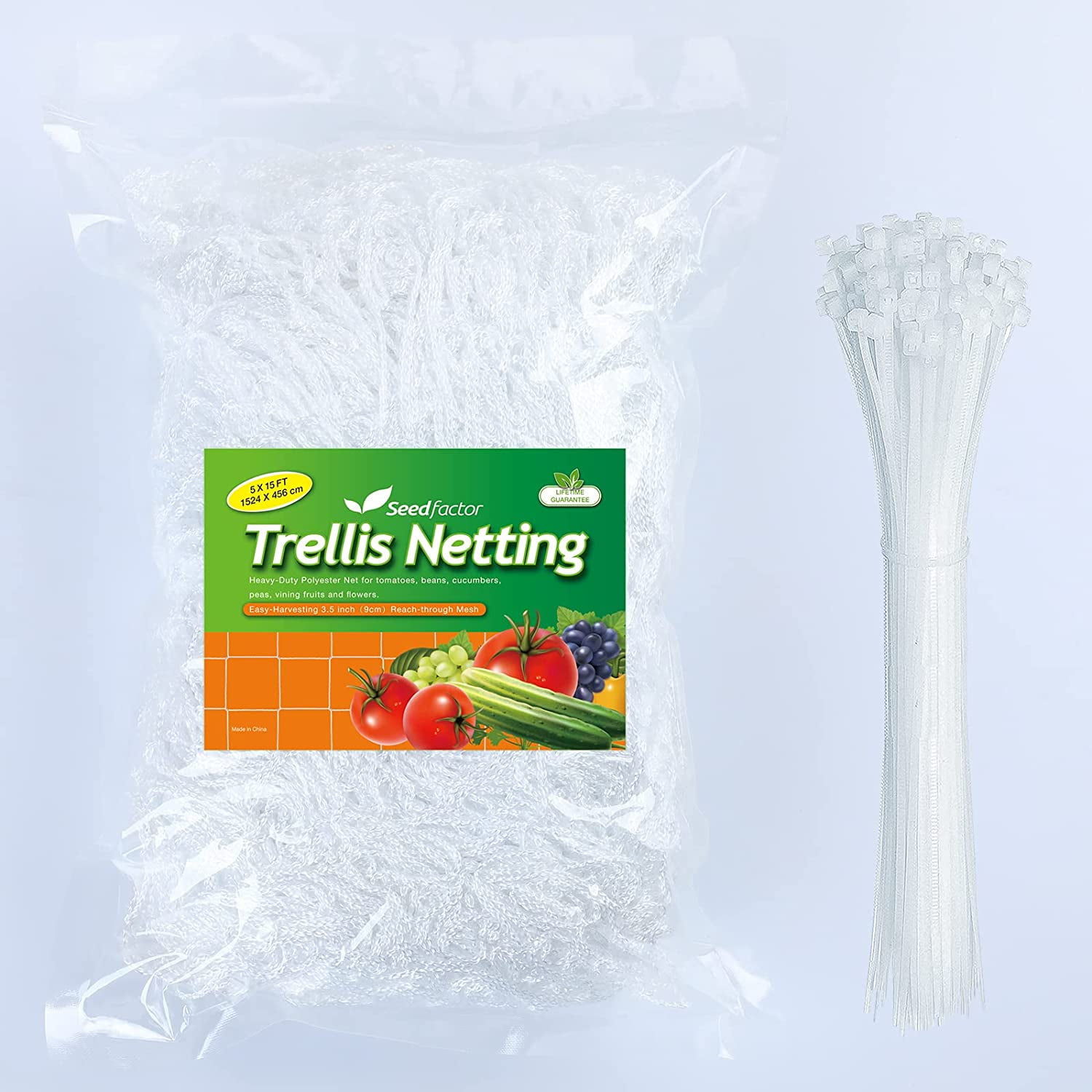 Seedfactor 5 x 15 ft. Plant Trellis Netting, Heavy-Duty Polyester Grow ...