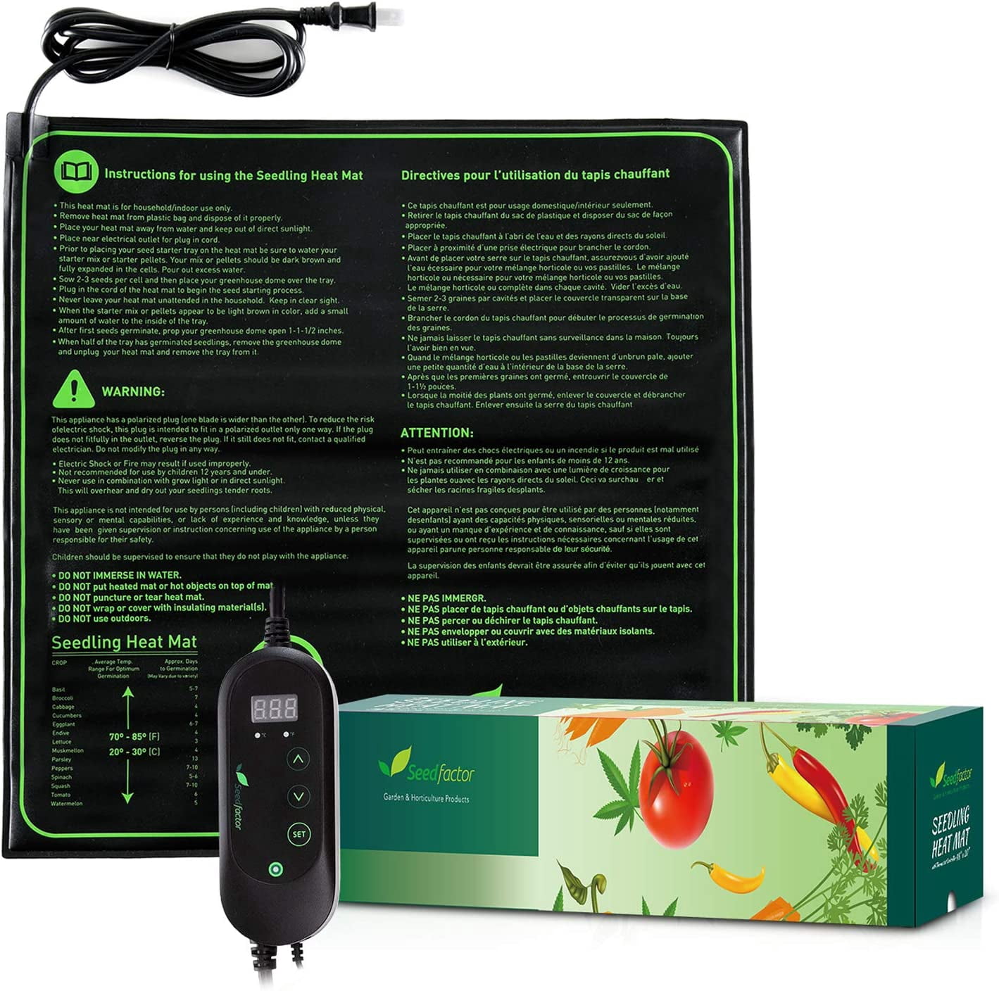 Seedfactor MET Certified Seedling Heat Mat with 50℉~108℉ Digital ...