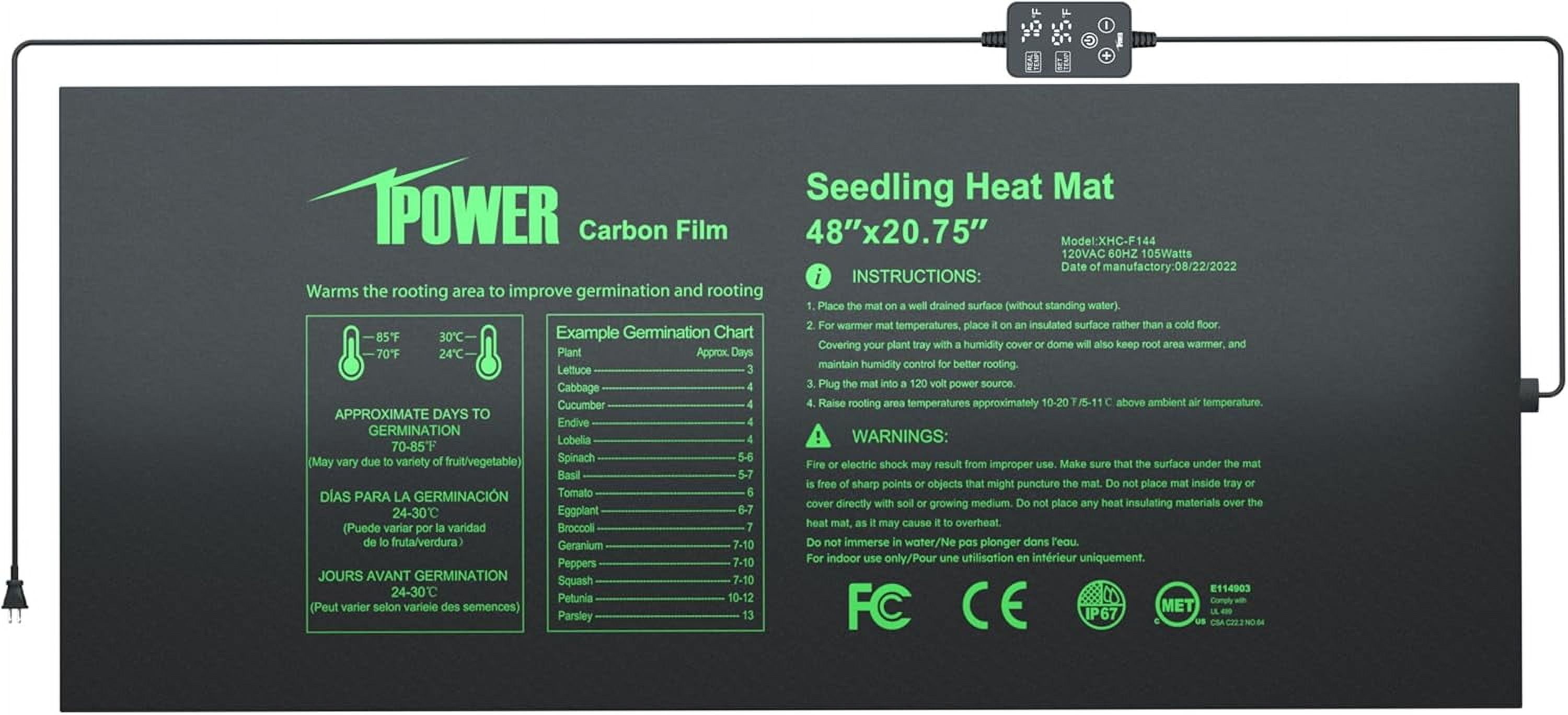 Seedling Heat Mat for Plants with Dual Digital Temperature Controller ...