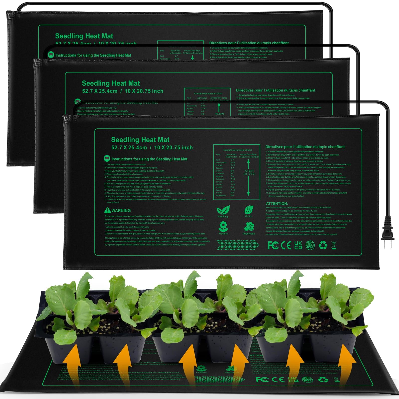 Seedling Heat mat 3 Pack,Hydroponic Heating ITL1 Pad,Warm Hydroponic ...