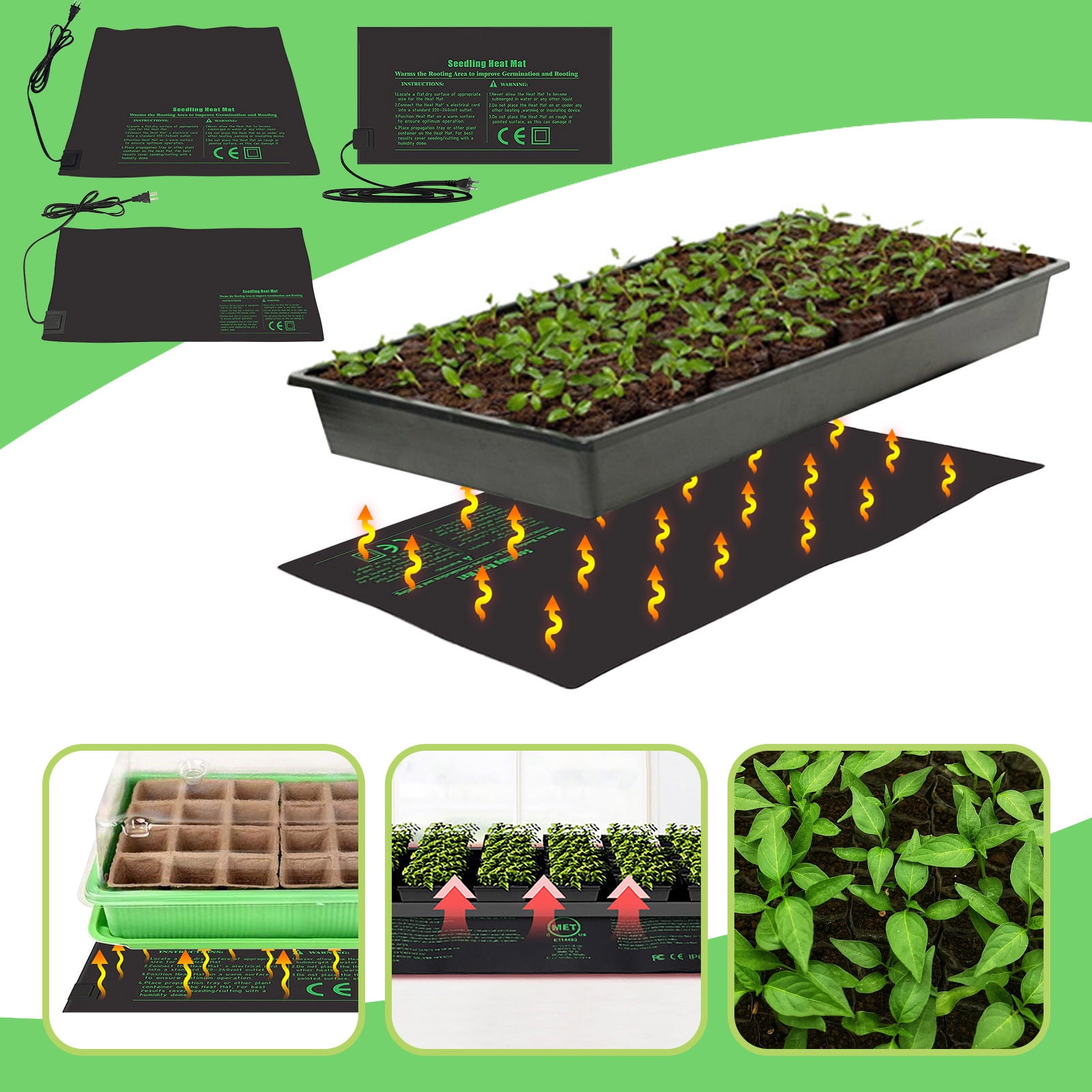 Seedling Pots Heat Mat Under Tray Flame Icon Warm Soil Even Temp Boost ...