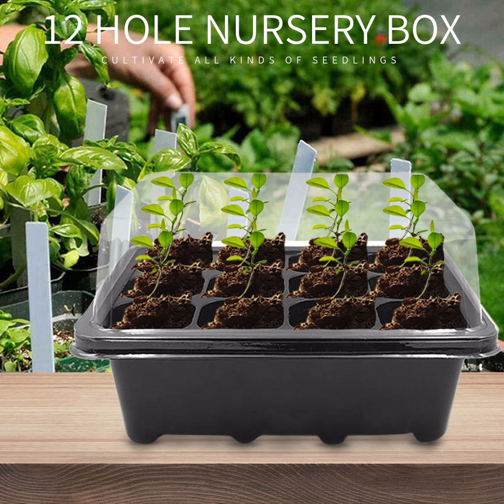 Seedling Tray,12 Cells Hole Nursery Pots Plant Seed Box Tray Insert ...