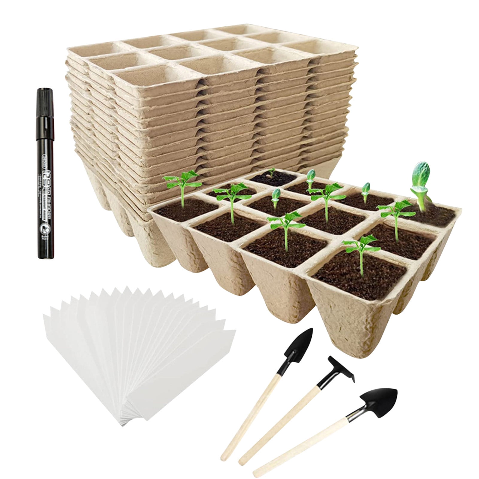 Seedling Trays Clearance Kezqiaxn 12 Cells Seed Starter Tray, 4 Packs ...