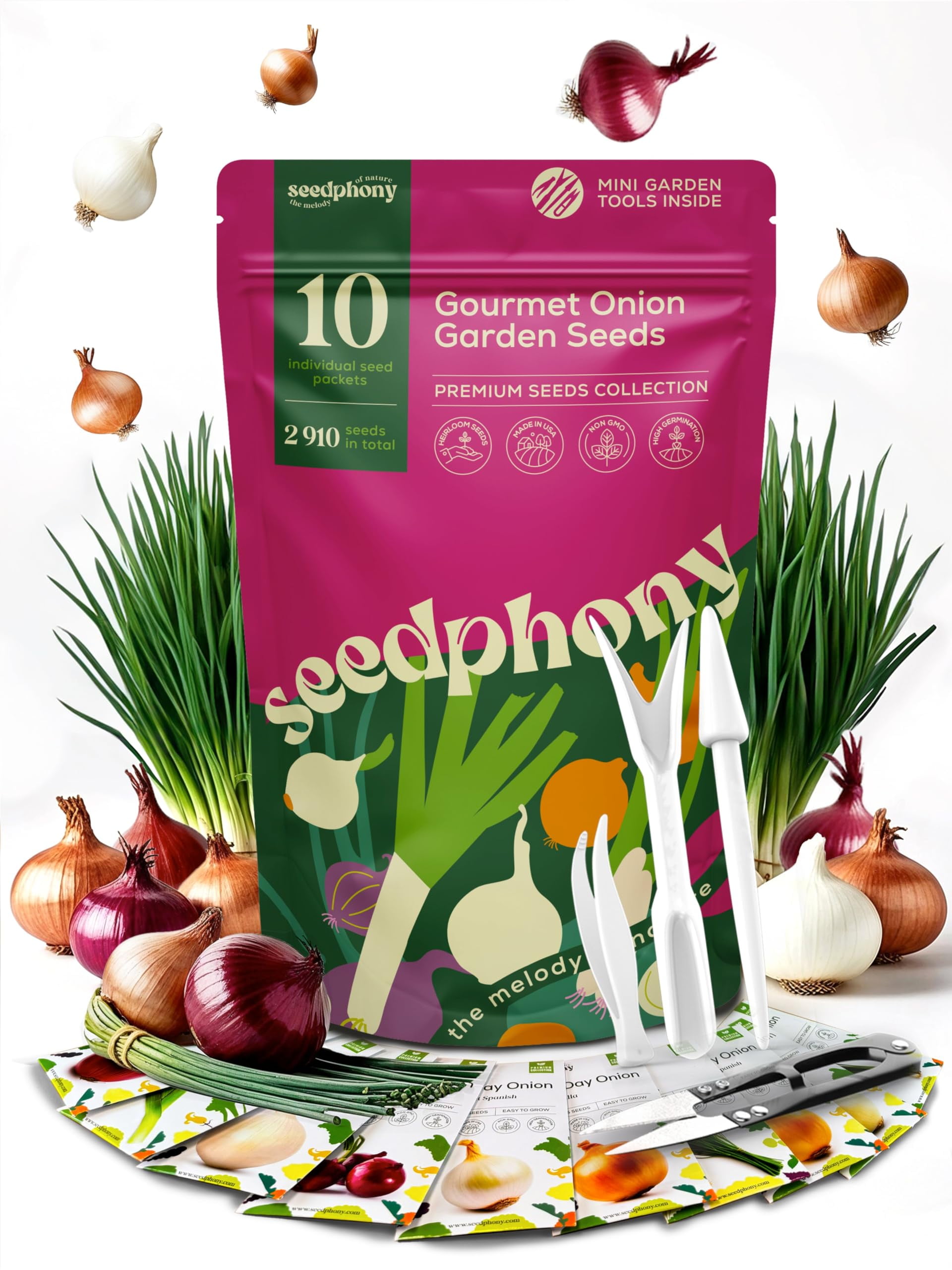Seedphony 10 Gourmet TWE5 Onion Seeds for Planting Variety Non-GMO Heirloom Vegetable Seeds for ...