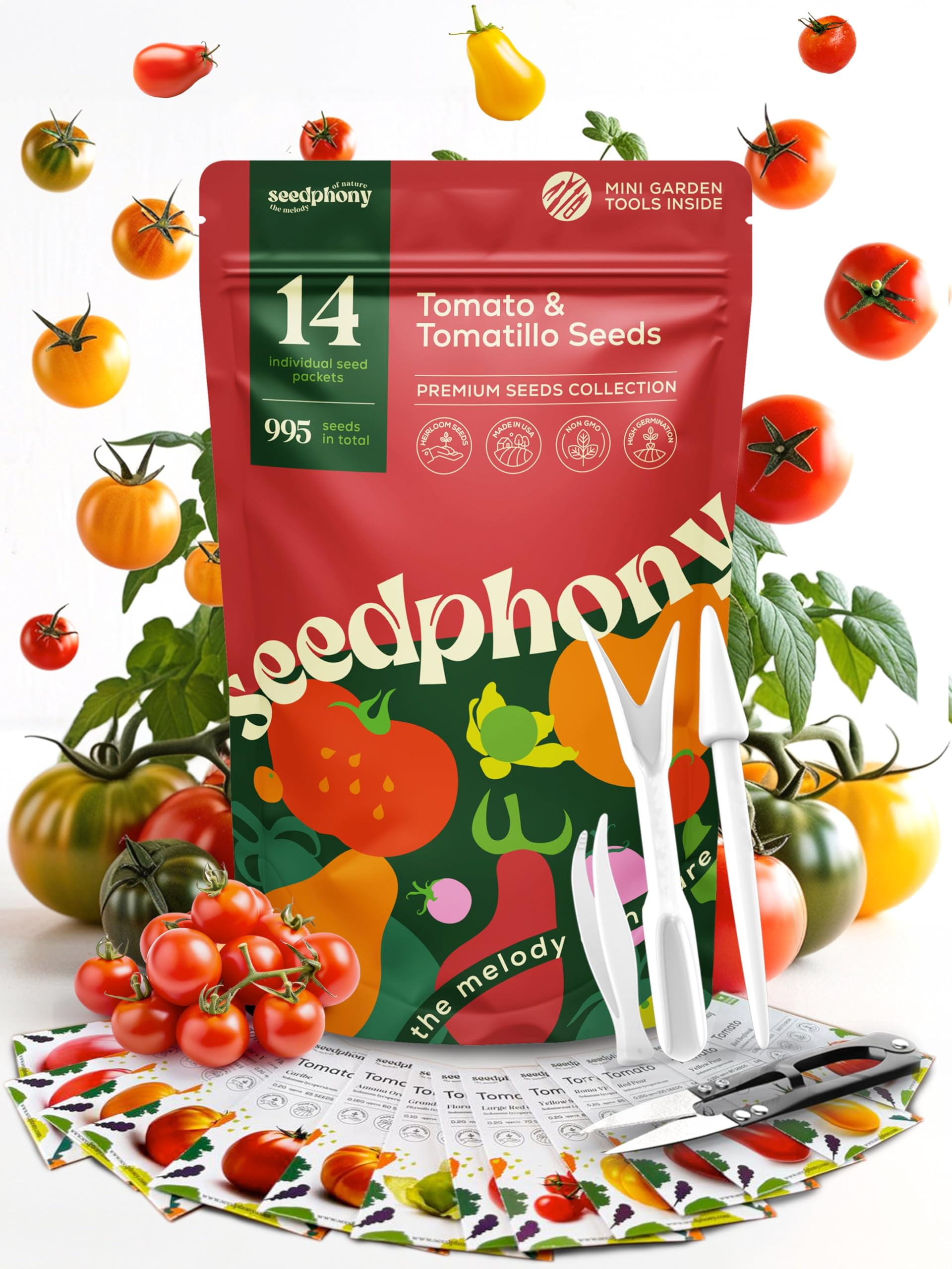 Seedphony 14 Tomatillo & Tomato Seeds MVR1 for Planting Variety 990 ...