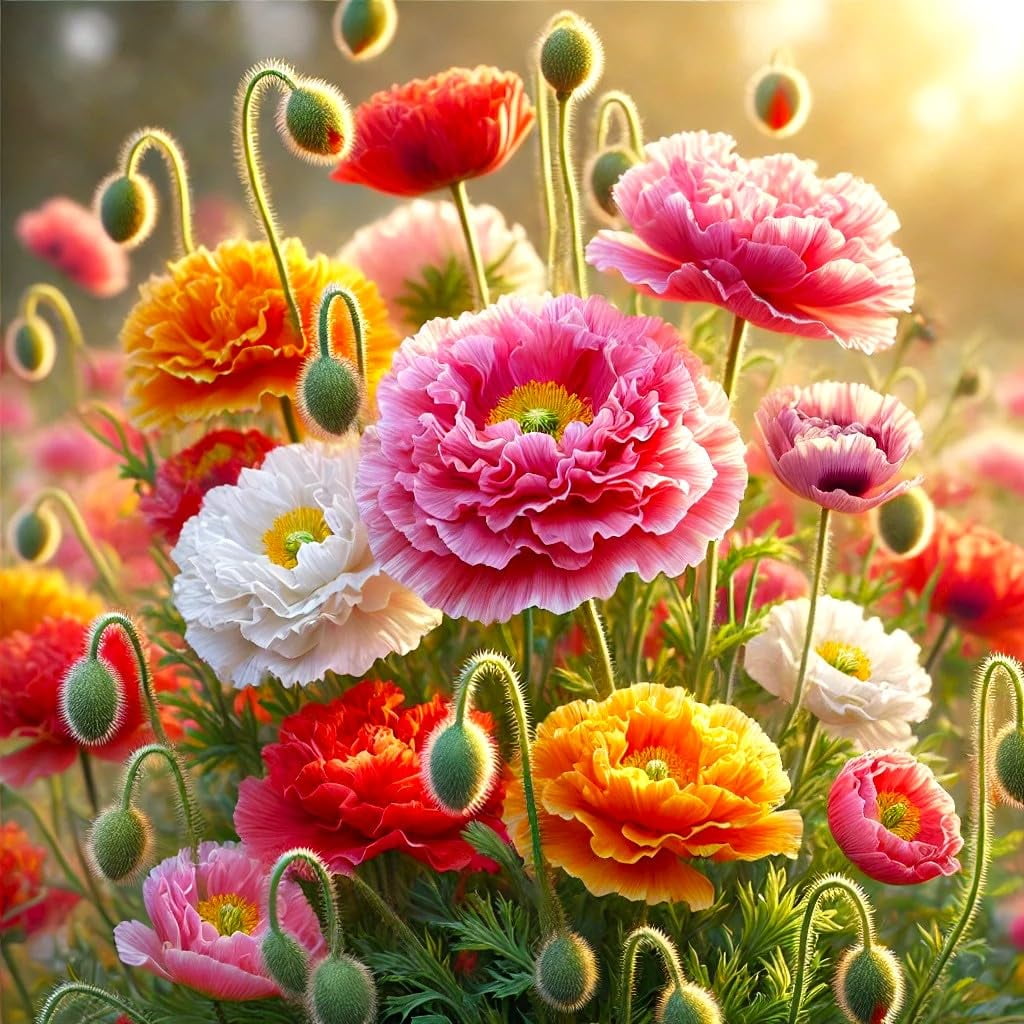 Seeds Multicolor Double Poppies 1000+ Seeds NSD3 for Planting Terry ...