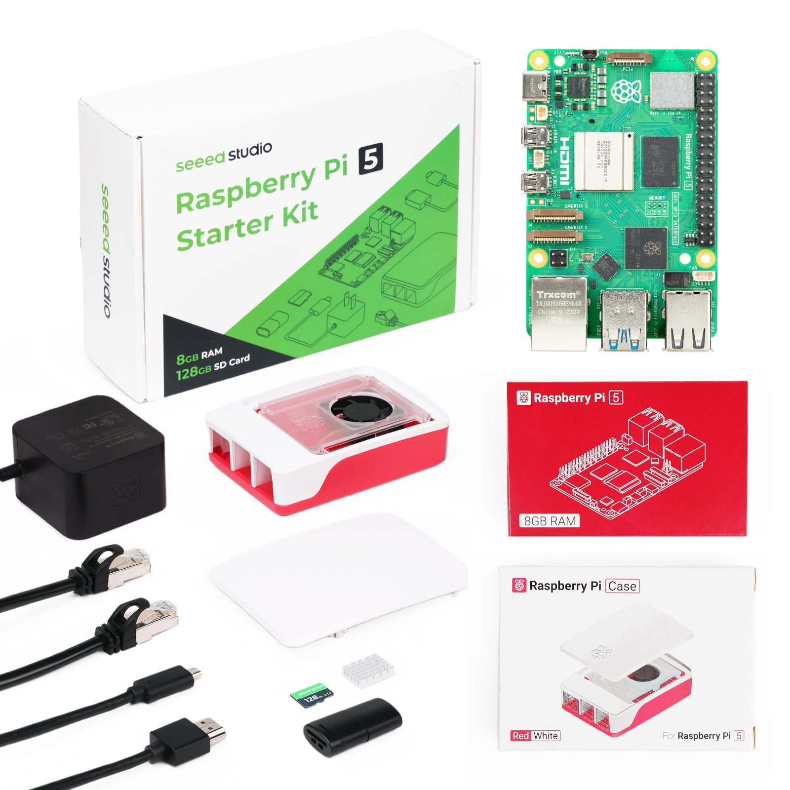 Seeed Studio Raspberry Pi KEF16 5 Starter Kit - Official Pi 5 case with Active Cooler, 12SD Card ...