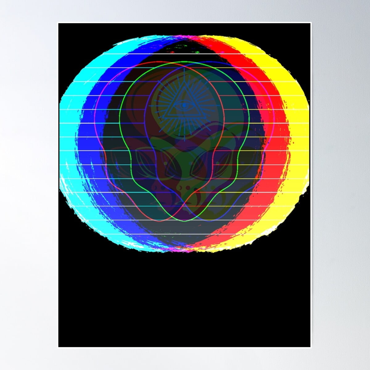 All Seeing Eye Glitch Alien Flying Saucer Creepy Martian Extra Terrestrial Ufo Cryptid Poster ...