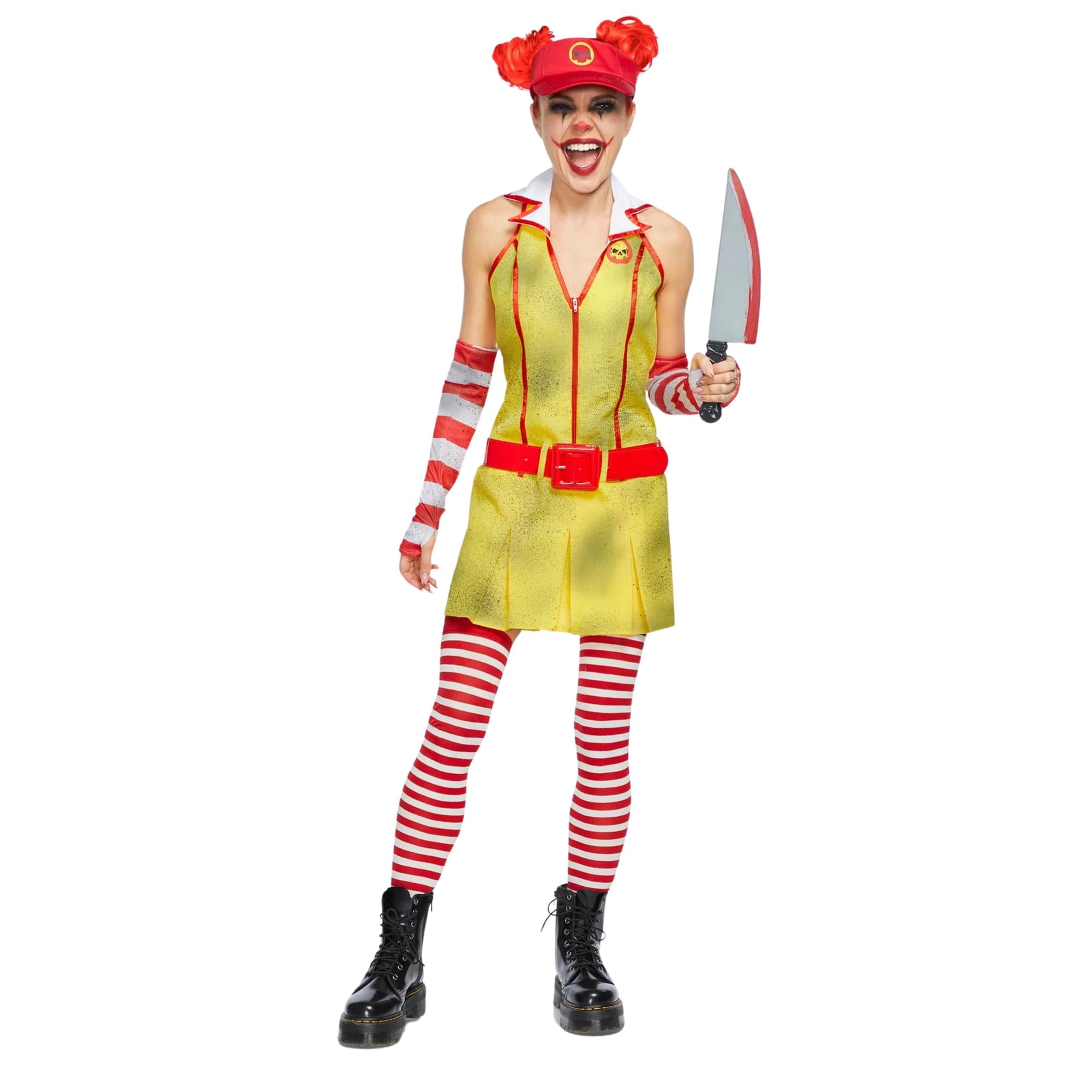 Seeing Red Evil Fast Food Clown Adult Costume | Large Female - Walmart.com