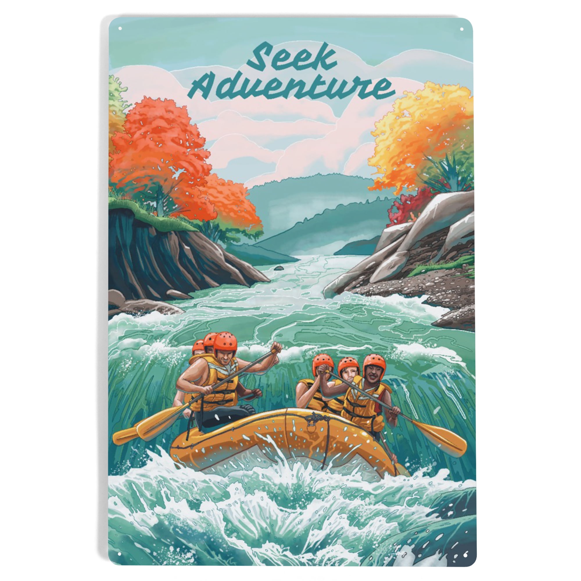 Seek Adventure, River Rafting (12x18 Aluminum Art, Indoor Outdoor Metal ...