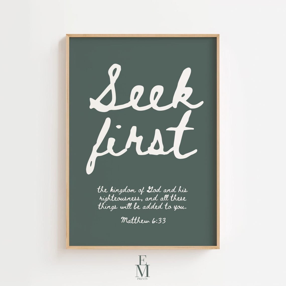Seek First The Kingdom Christian Wall Art, Matthew 6:33 Bible Verse ...