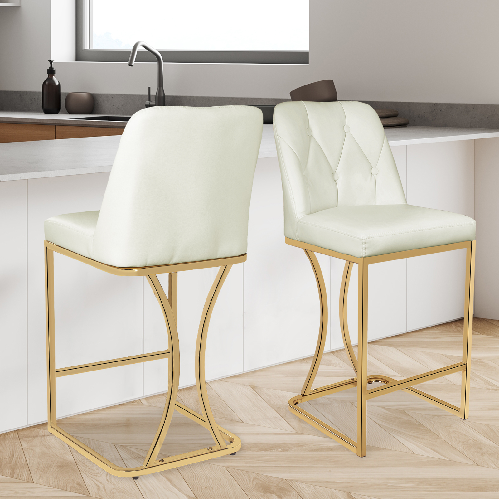 Ladder Back Rush Seat Counter Stools 24", Set of 2, Multiple Colors ...