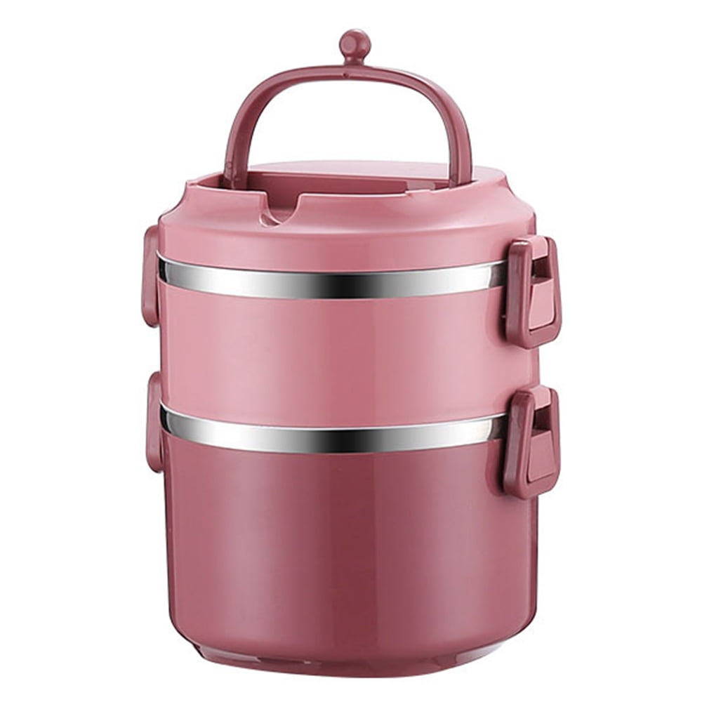 SeekFunning Home Thermal Bento Lunch Box, 2-Tier Cylinder Stackable ...