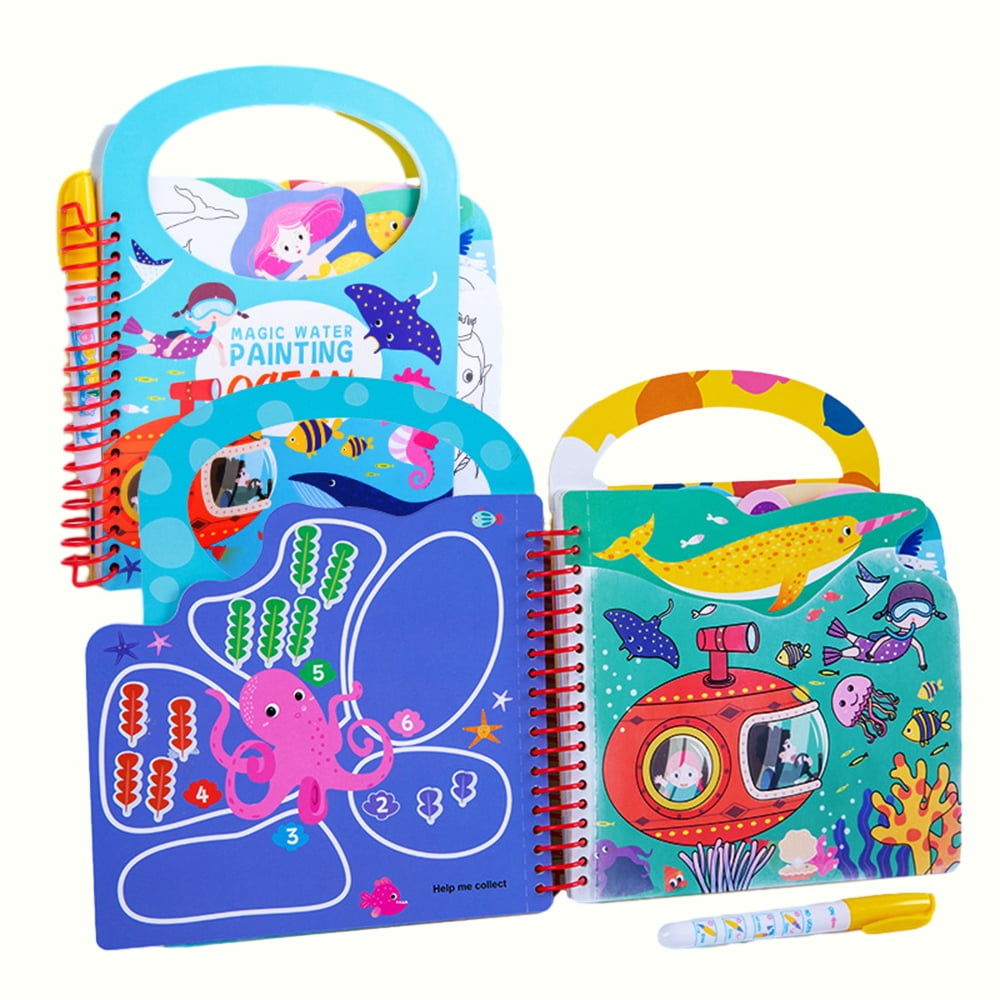 SeekFunning Kids Toys Water Coloring & Doodle Book 6 Pages Reusable ...