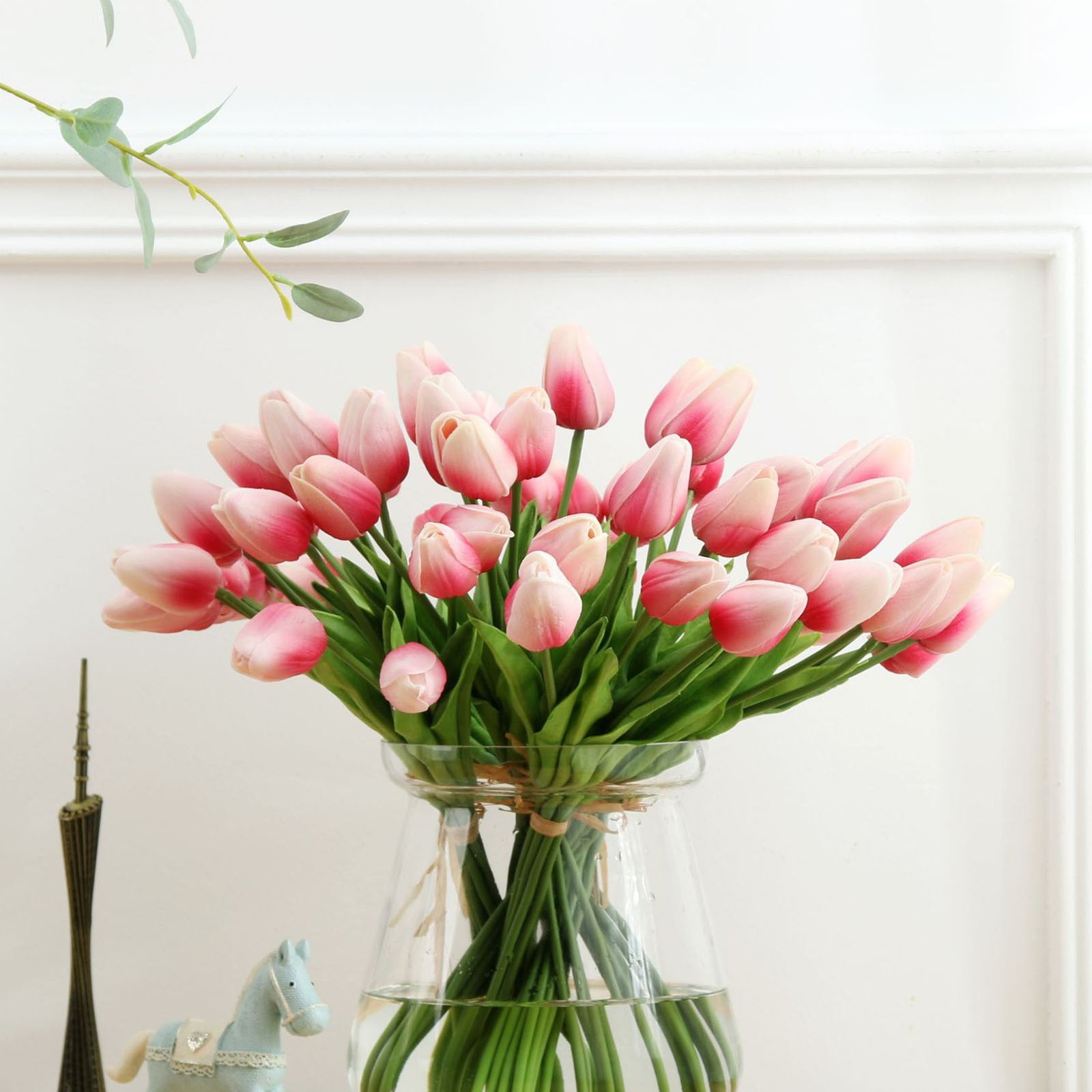SeekLGT Artificial Tulips, Fake Tulips, Faux Tulips, Pink Tulips ...