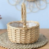 SeekLGT Flower Girl Basket Wedding Wicker Rattan Decorative Round with ...
