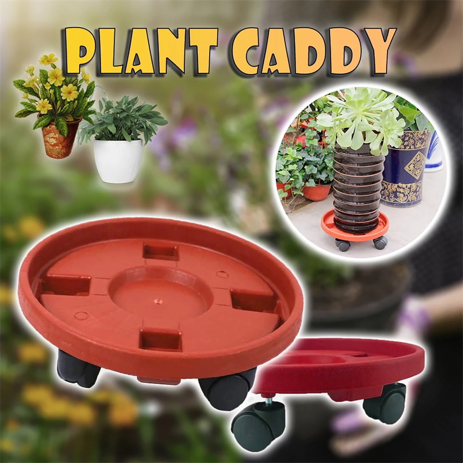SeekLGT Flower Pot,Plant Pots Indoor,Movable Pot Trolley Tray Square ...