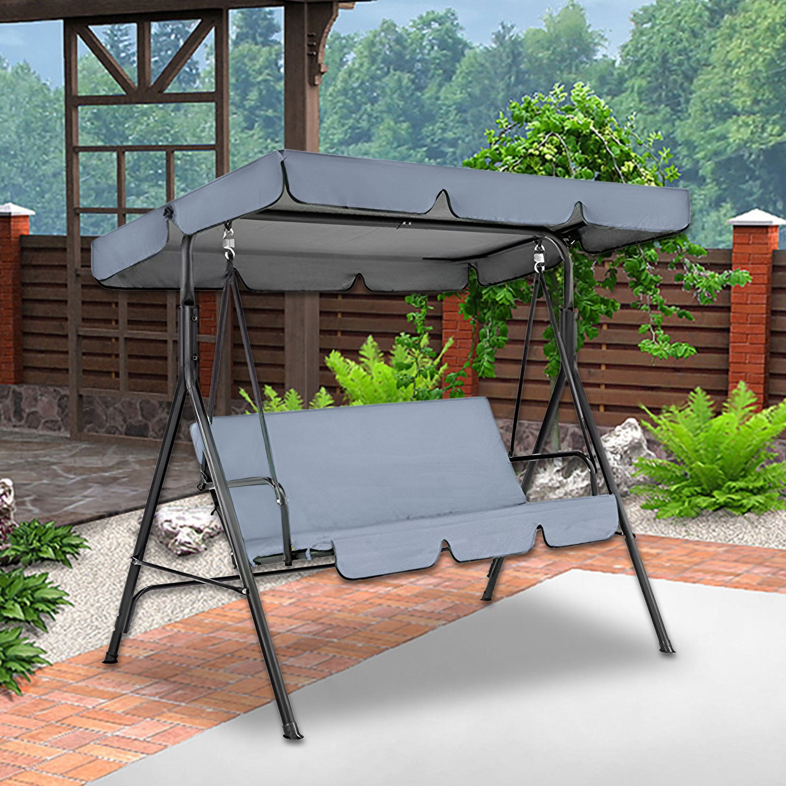 SeekLGT Patio Swings With Canopy,Outdoor Swing With Canopy,210D Top ...