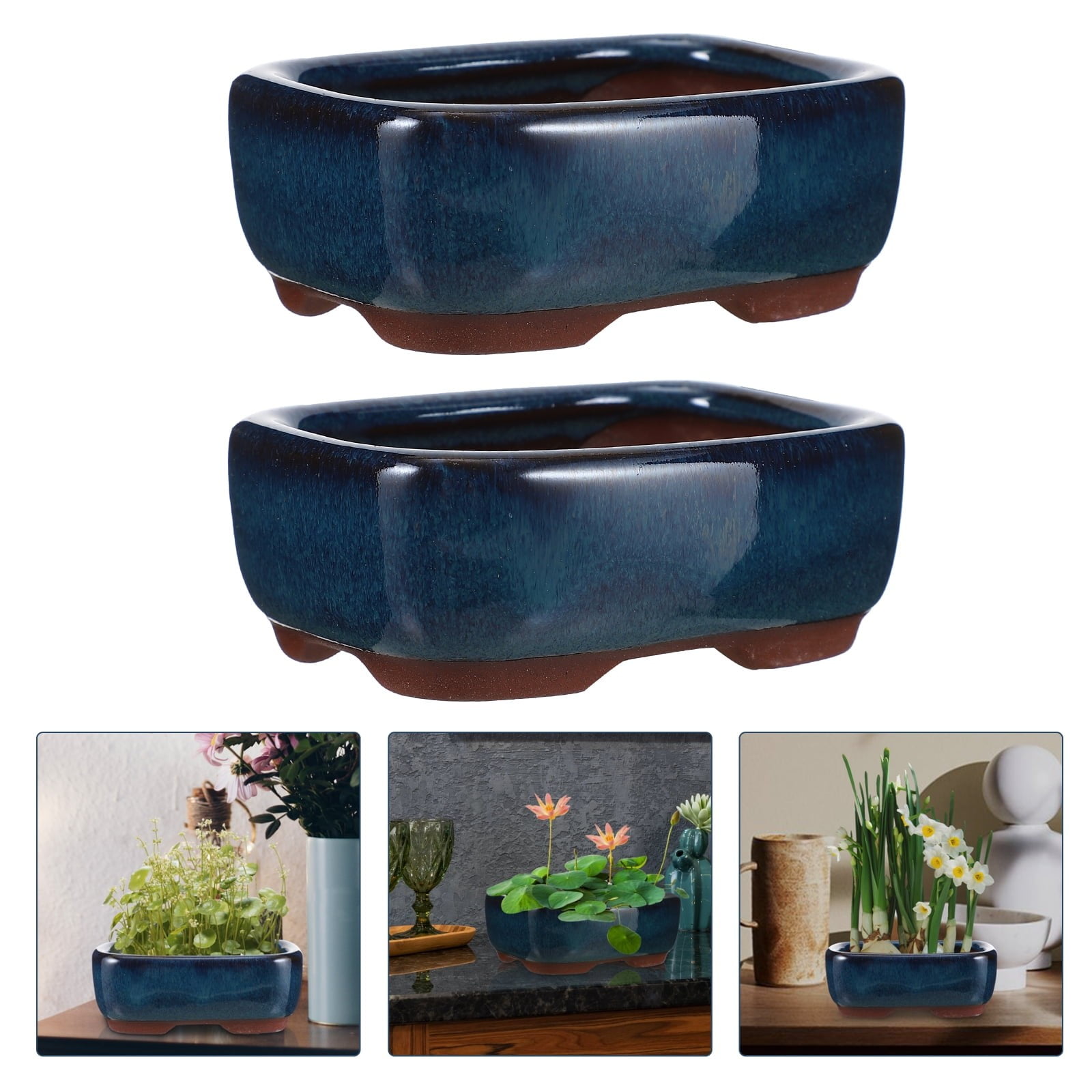 SeekLGT Pots For Plants,Plant Pots Indoor,2 Pack Ceramic Flower Pots ...