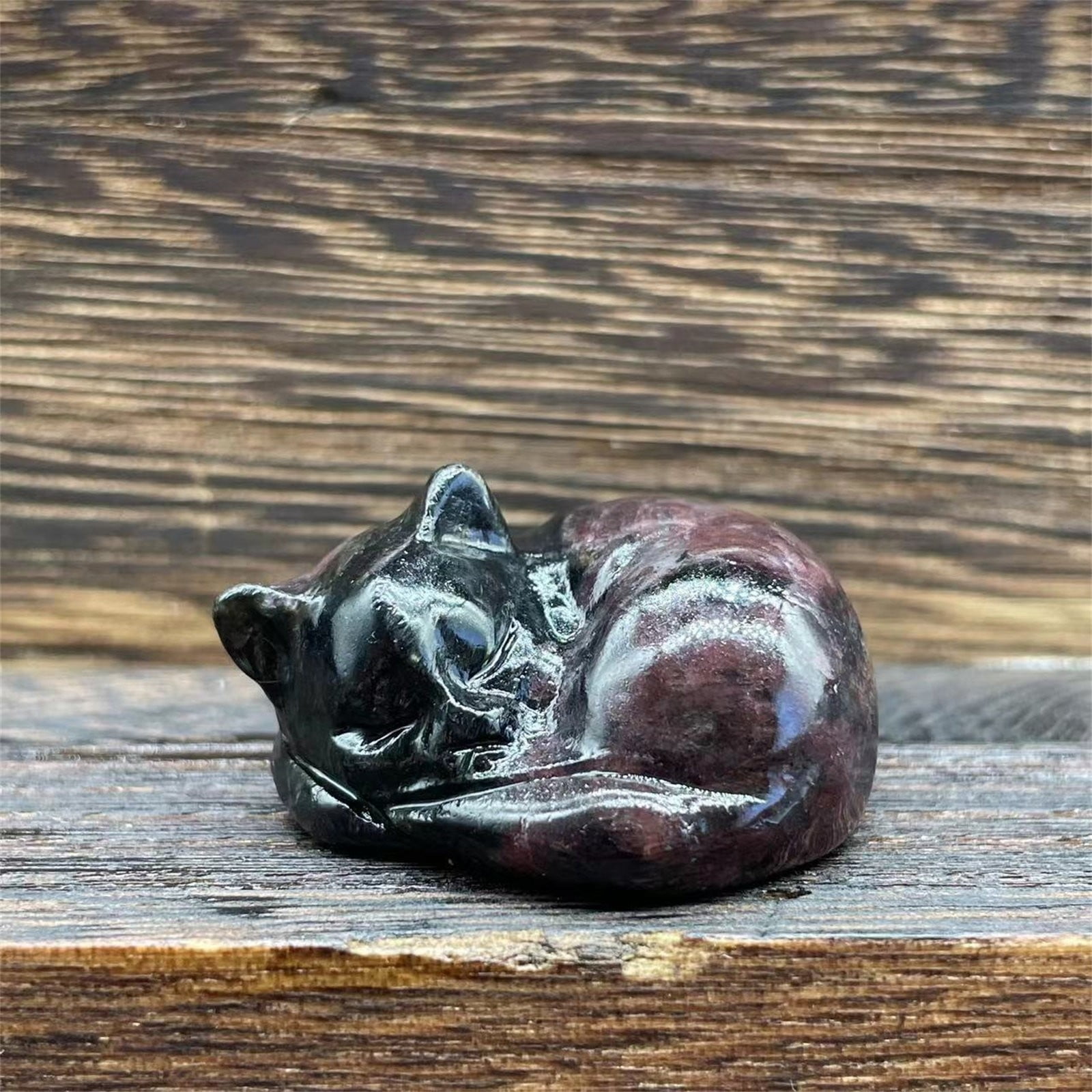 SeekLGT Quartz Crystal Cat Statue Sleeping Cat Shape Polished Natural ...