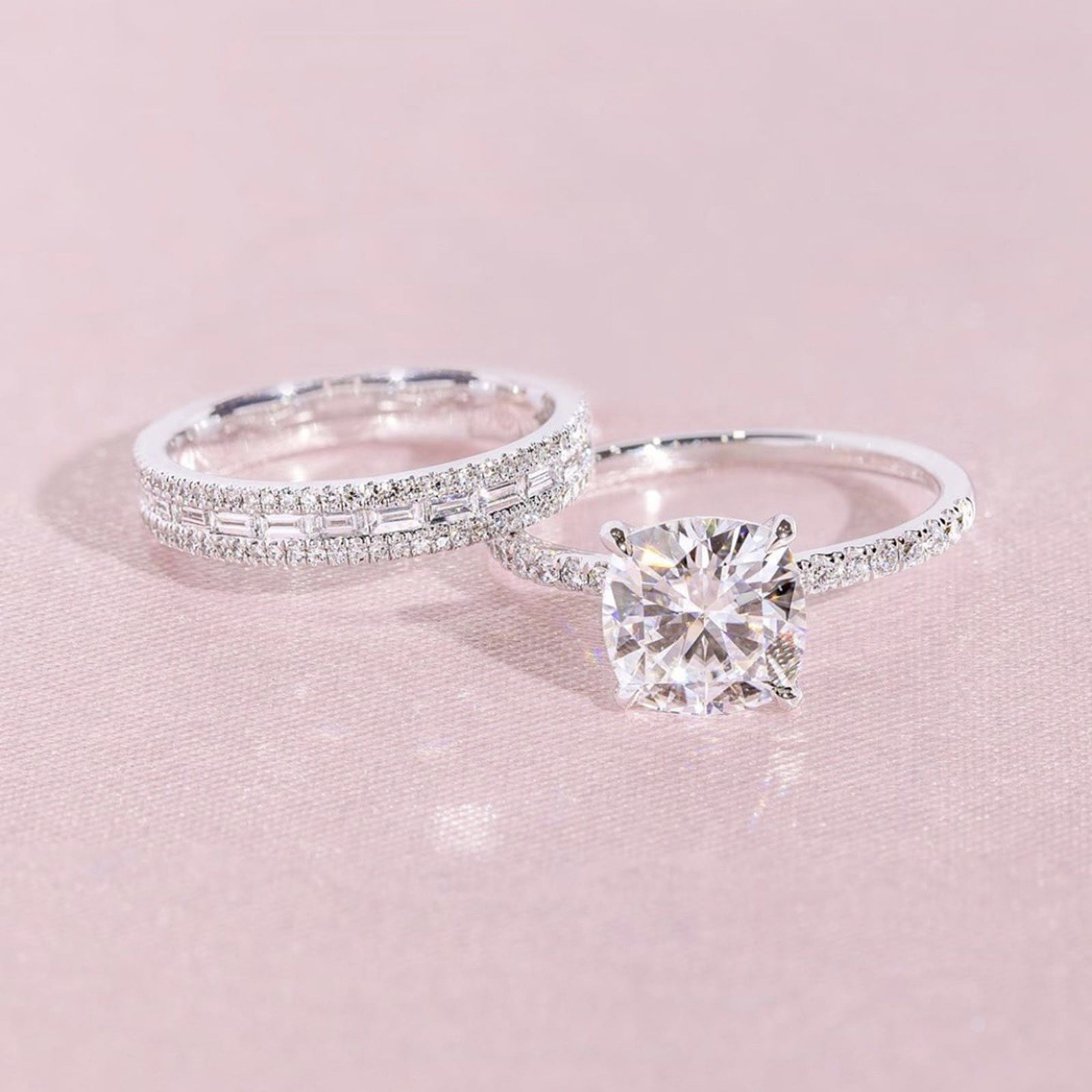 SeekLGT Silver Promise Rings Set Elegant Diamond Fashion Ring Delicate ...