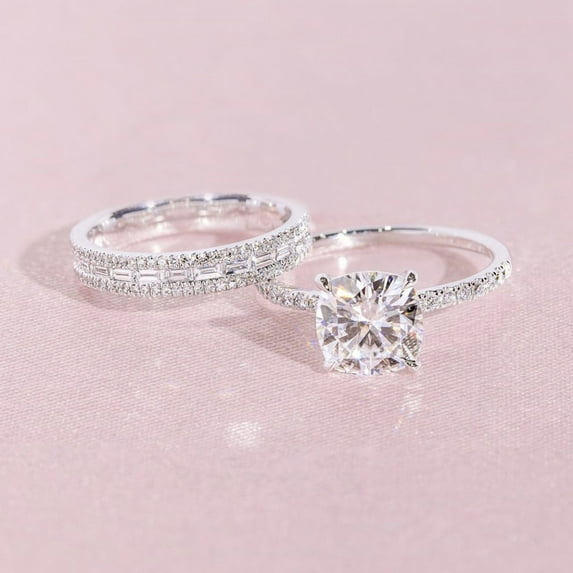 SeekLGT Silver Promise Rings Set Elegant Diamond Fashion Ring Delicate ...