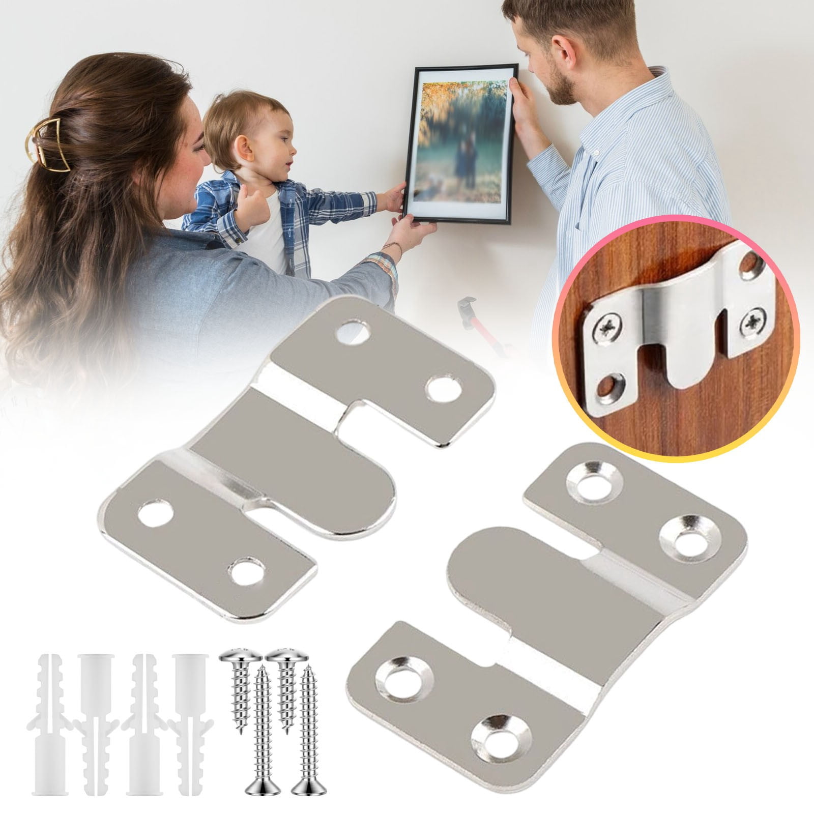 SeekLGT Stainless Steel Flush Mount Picture Hanging Hooks 4 Pack Heavy ...