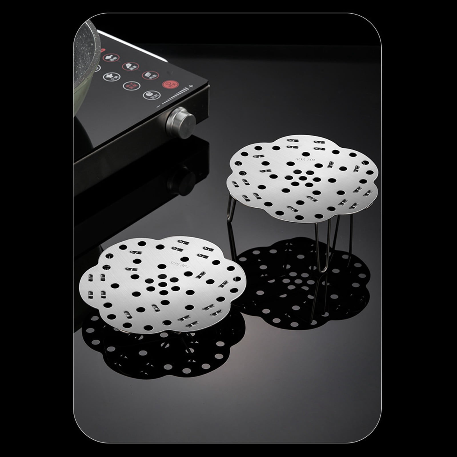 SeekLGT Stainless Steel Steamer Rack Trivet Expanding Foldable Steam ...