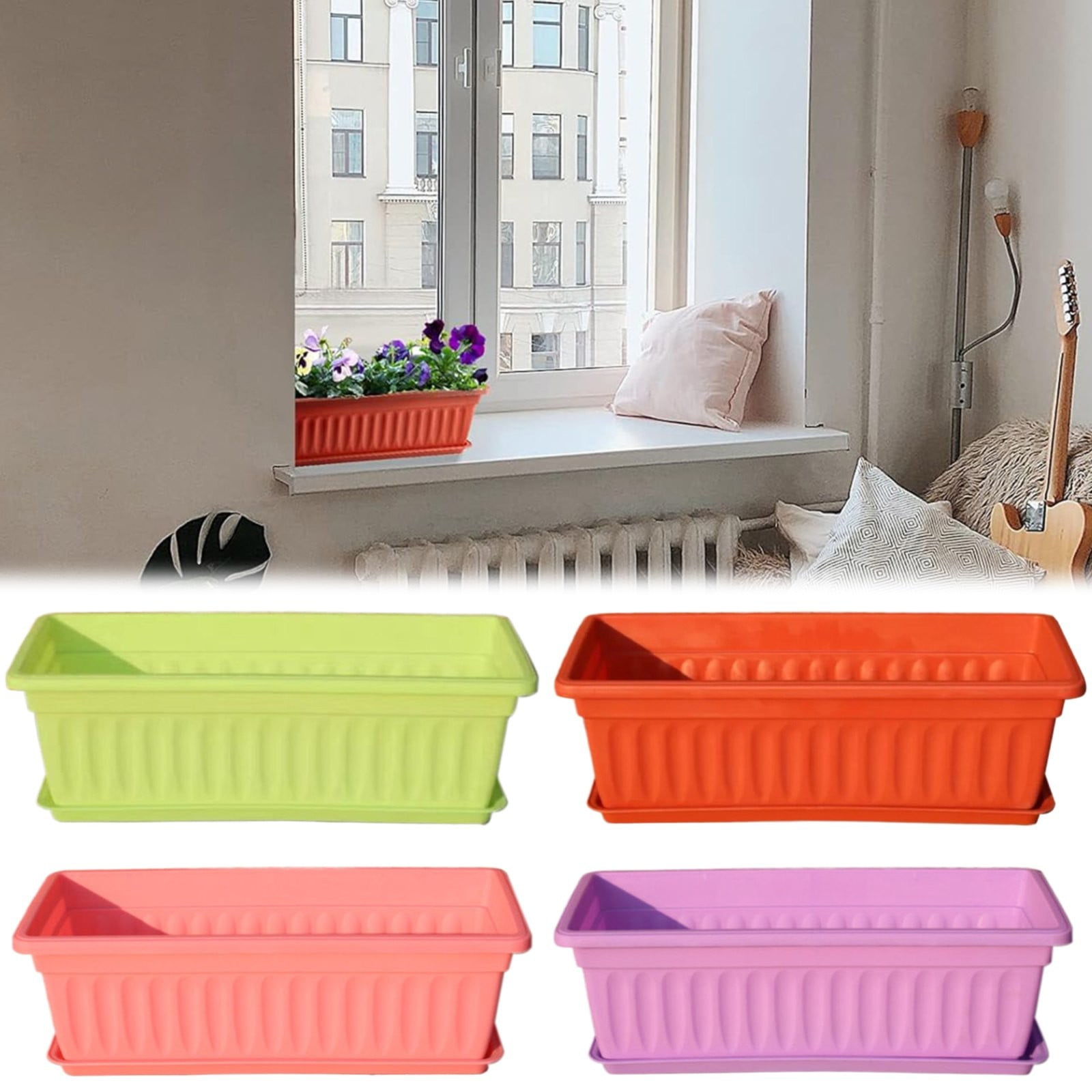 SeekLGT Veradek Outdoor Planter,Long Planter,Resin Rectangular Window ...