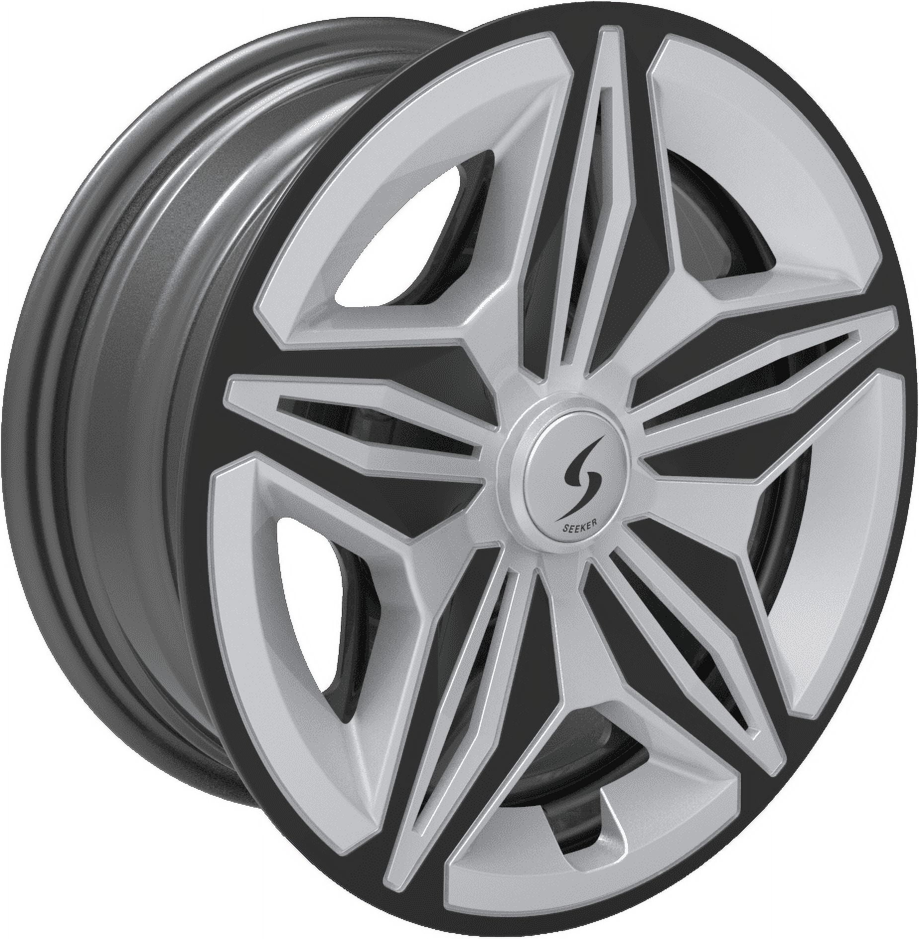 Seeker Series Black Steel Trailer Wheel with Black/Silver Star Cover ...