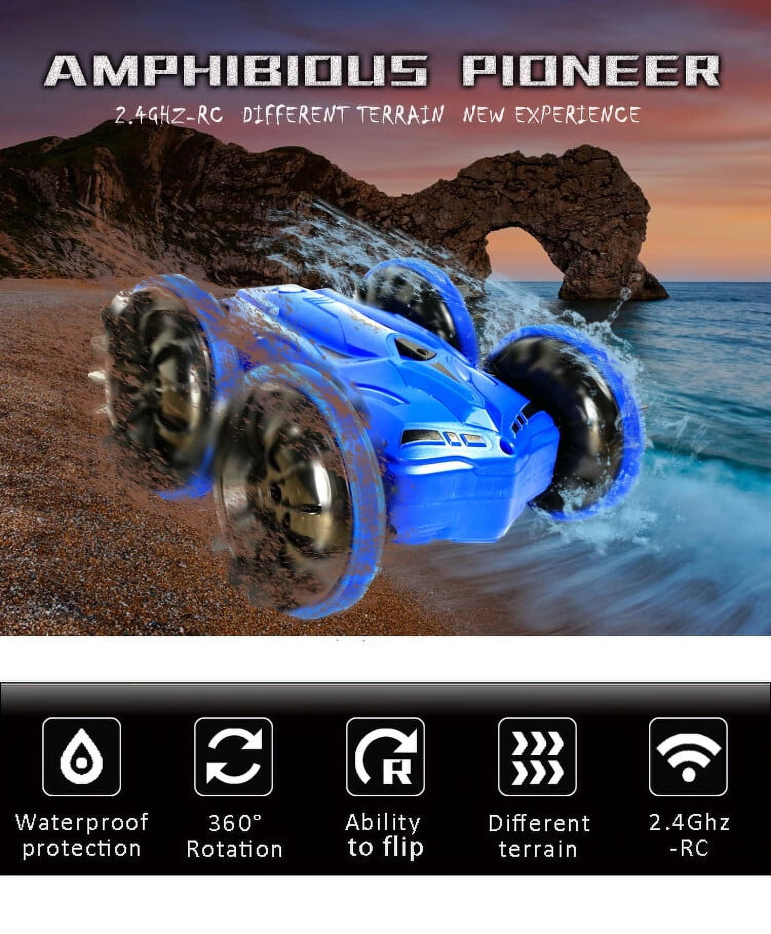 Seekfunning Amphibious RC Car Kids 2.4 GHz RC Waterproof Toy Car, All ...
