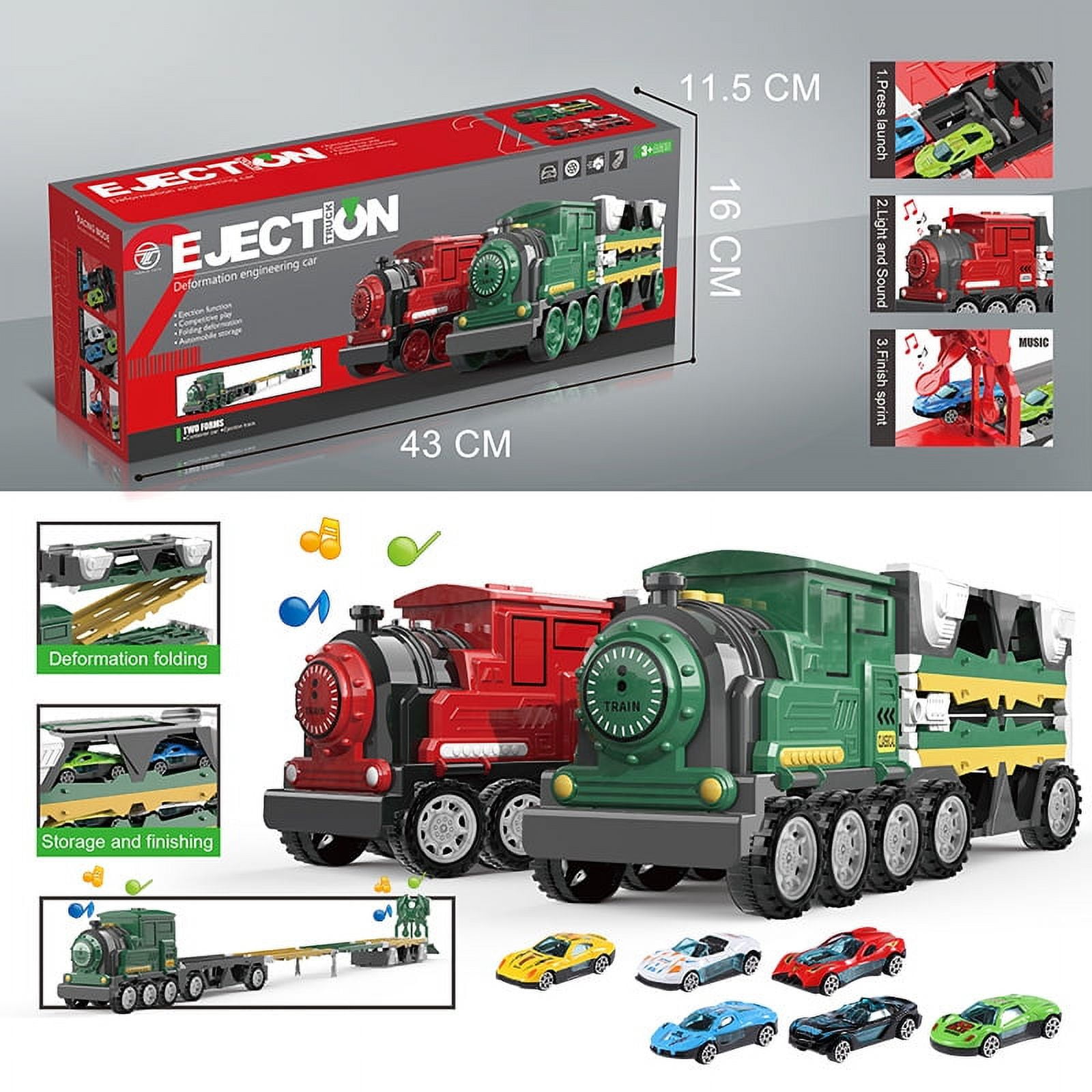 Seekfunning Mega Train with Ejection Race Track and Music, Big Folding ...