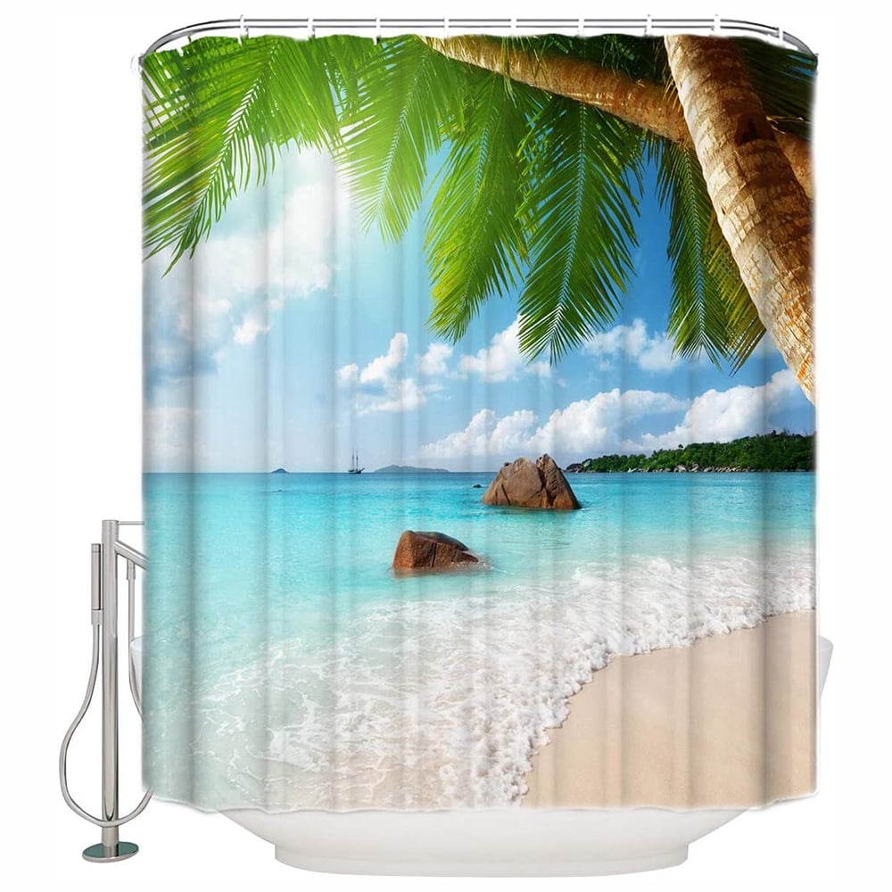 Seekfunning Waterproof Shower Curtains for Bathroom Blue Sky Sea ...