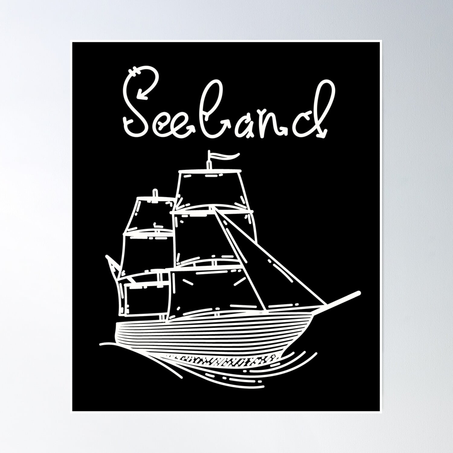 Seeland Baltic Sea Island Vacation With Sailing Ship Poster Wall Art ...