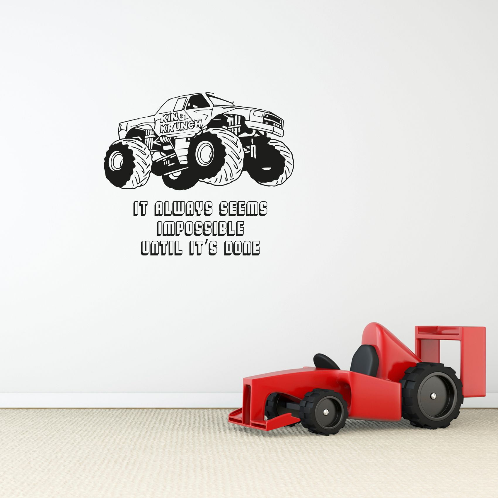 Seems Impossible Quote Quotes Monster Truck Toy Car Wall Sticker Art ...