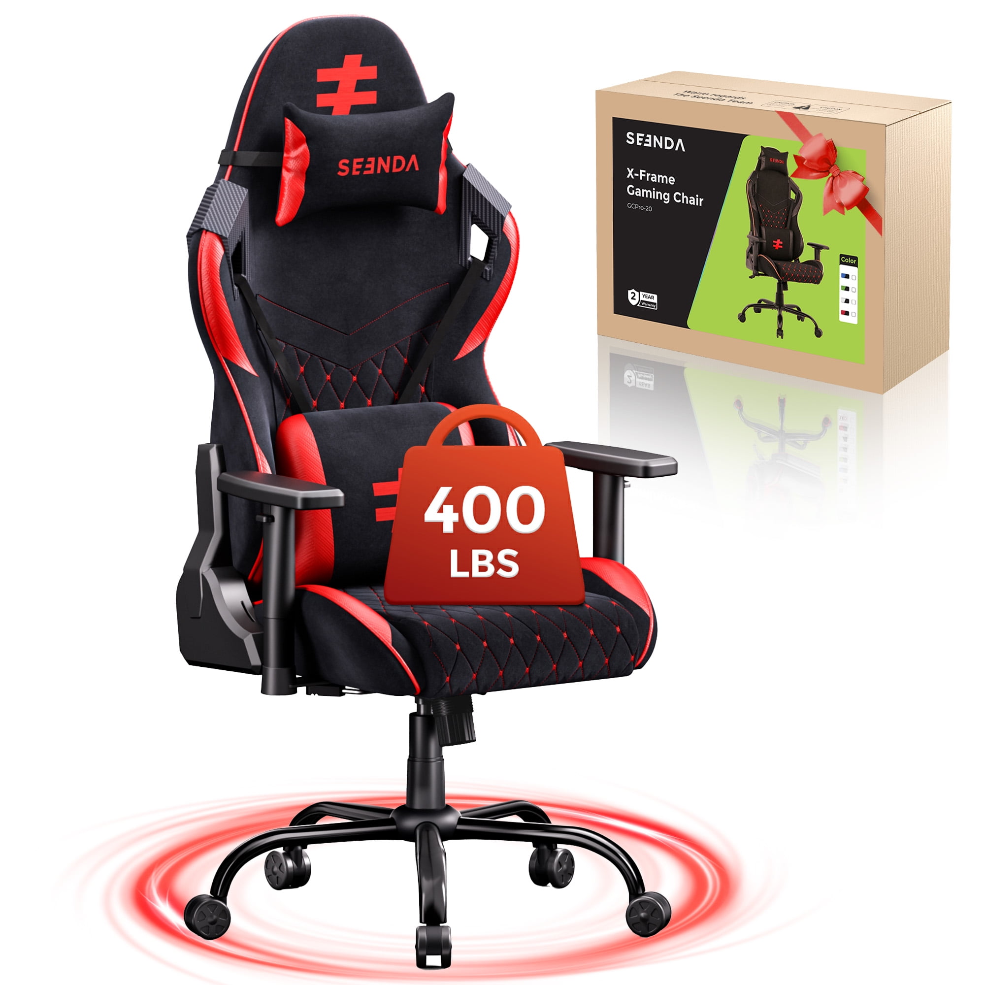 Seenda Gaming Chair for Adults, 400 lbs with BIFMA Certified, High Back ...