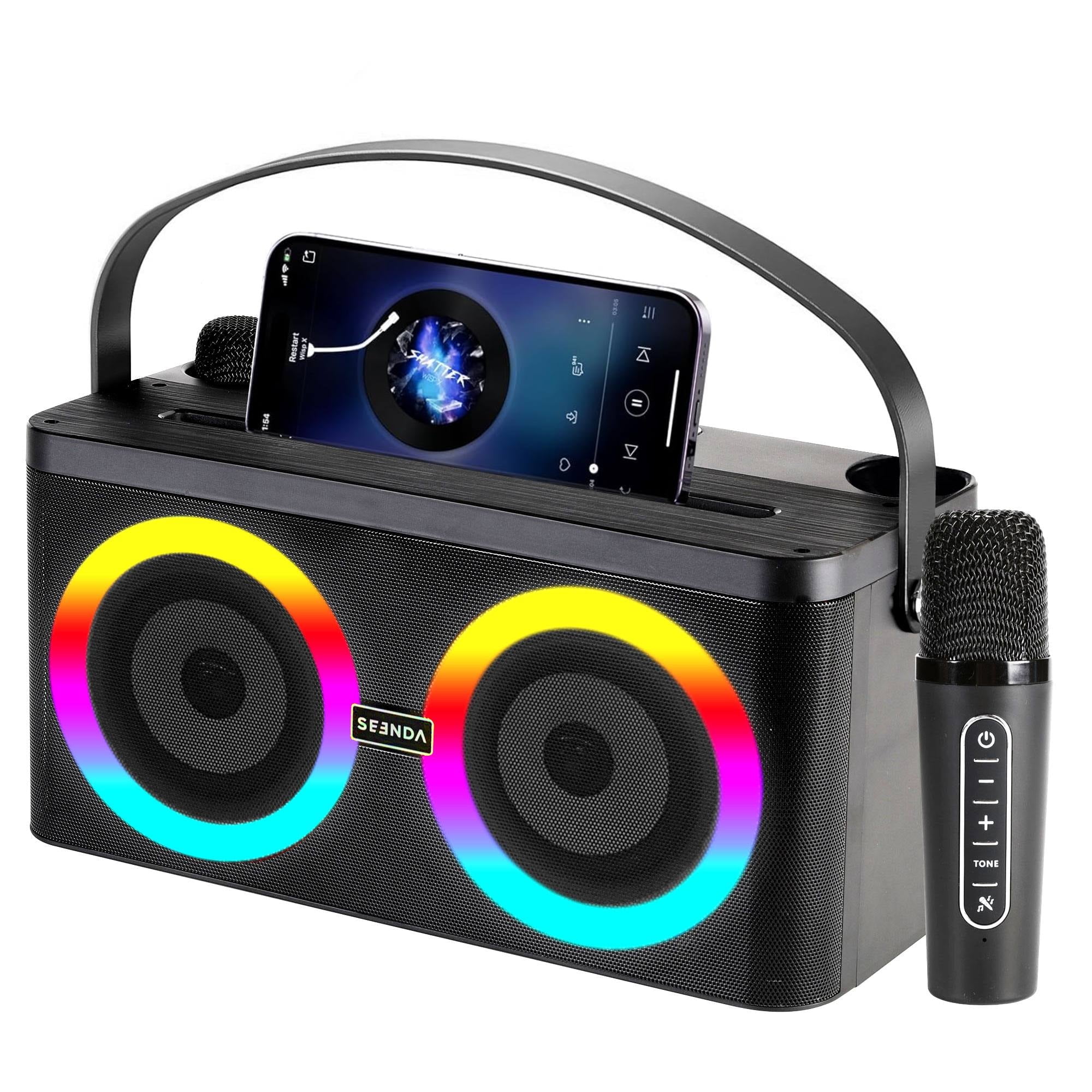 Seenda Karaoke Machine, Portable PA System, 2 Wireless Microphones ...