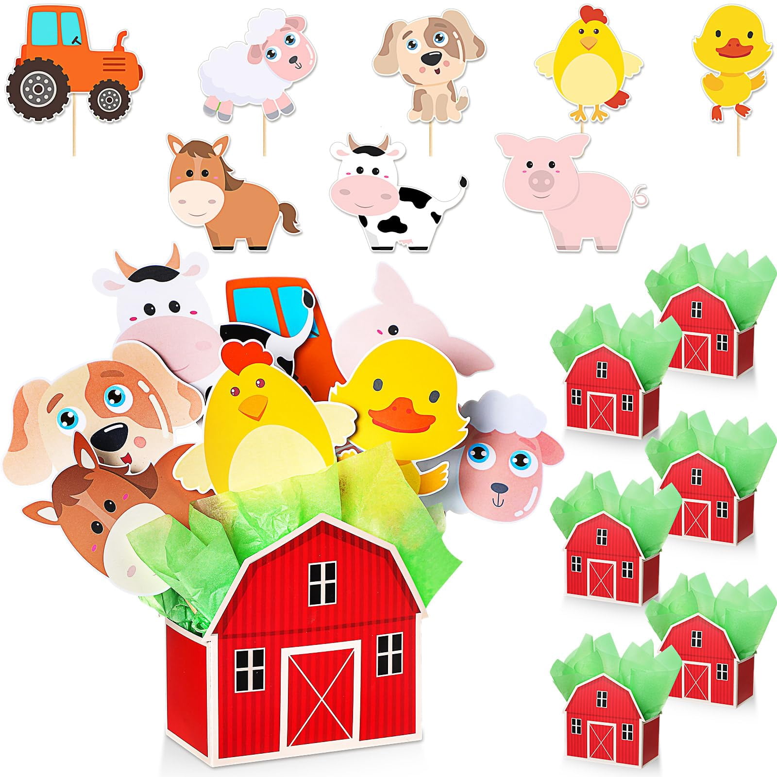 Seenelling 6 Sets 122 Pcs Farm Animal Party Centerpieces Farm Animals ...