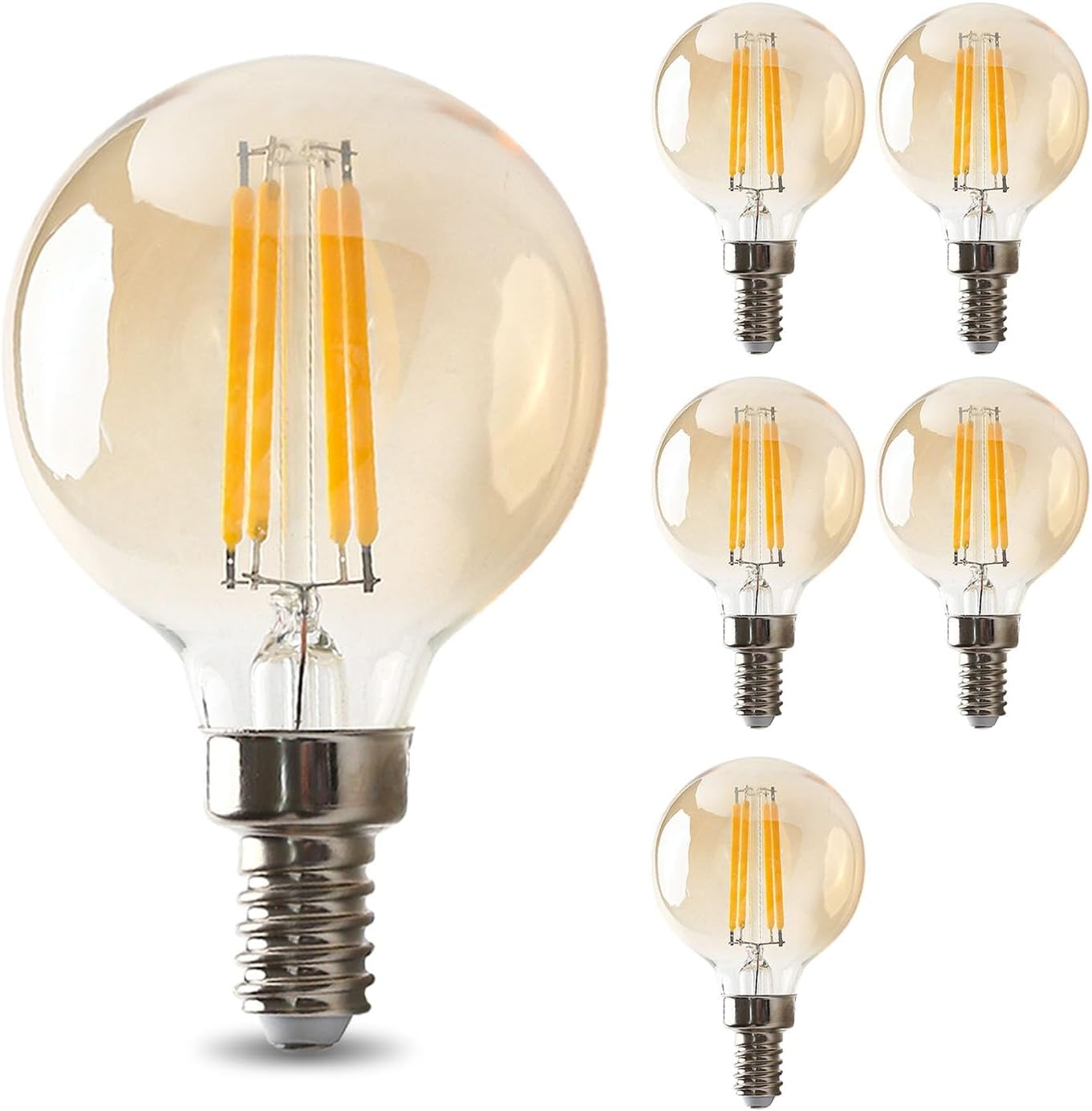 Seentech E12 LED Amber Bulb Dimmable G16.5 6W (60W Equivalent) 600lm ...