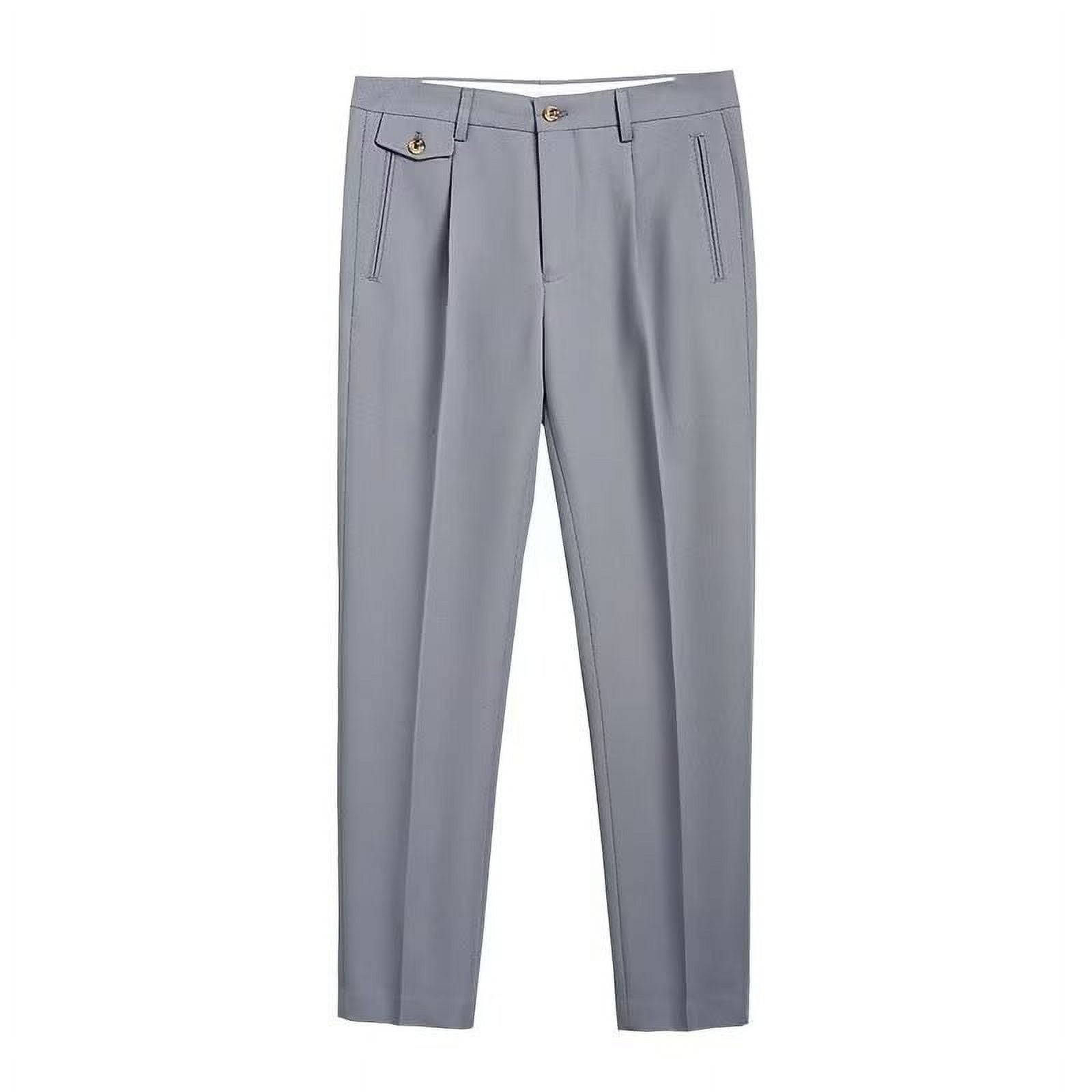 Seeotter Men Suit Dress Pants Slim Fit Wedding Pants Flat Front Men ...