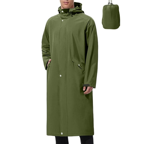 Seeotter Men's Long Rain Jacket Windbreaker Waterproof Lightweight ...
