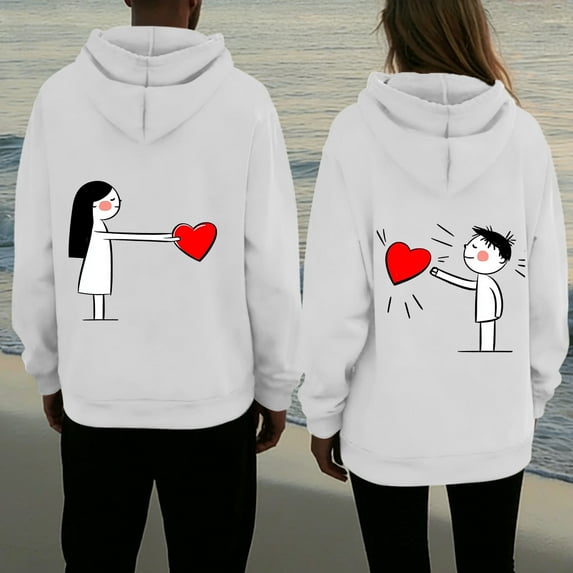 Seeotter Unisex Valentine's Day Graphic Print Hoodie Long Sleeve ...